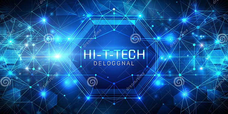 Blue Geometric Technology Hi-Tech Concept Background Stock Illustration ...
