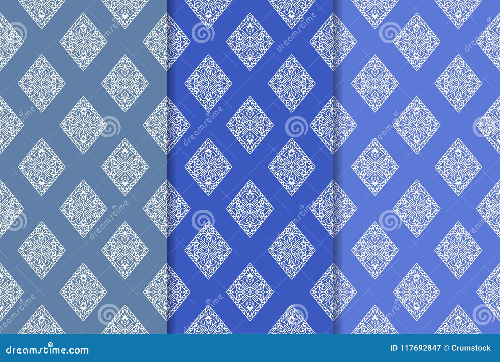 Blue Geometric Seamless Patterns Stock Vector - Illustration of border ...