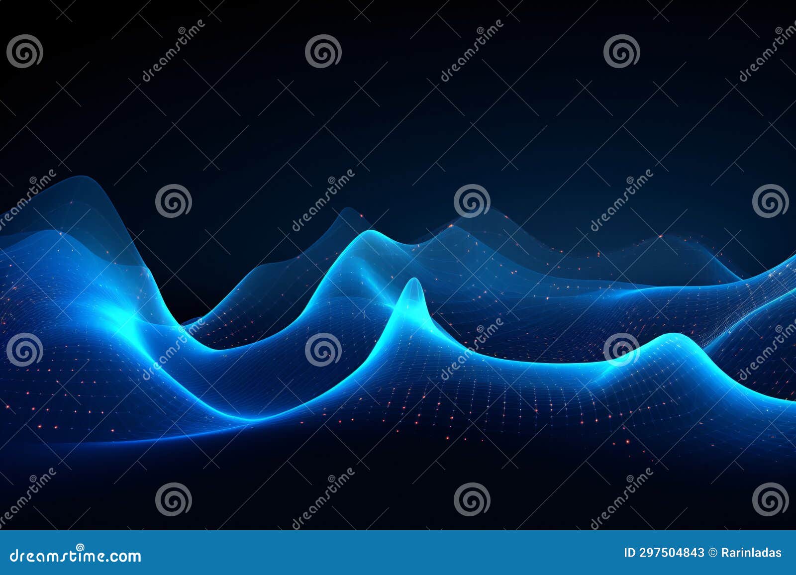 Blue Geometric Wave Grid on Dark Background, Technology Concept Stock ...