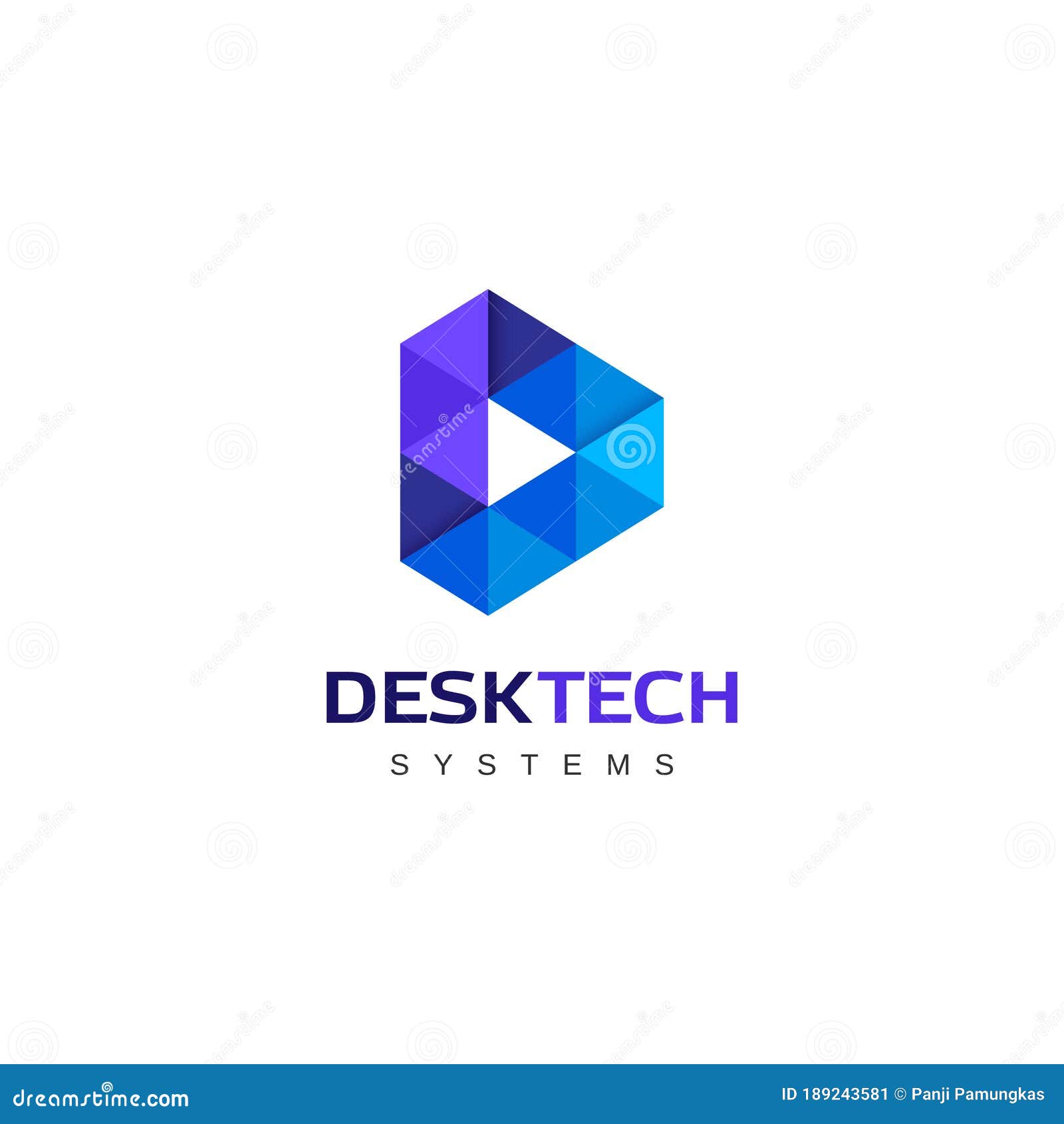 Blue Geometry Letter D Logo Design Stock Illustration - Illustration of ...