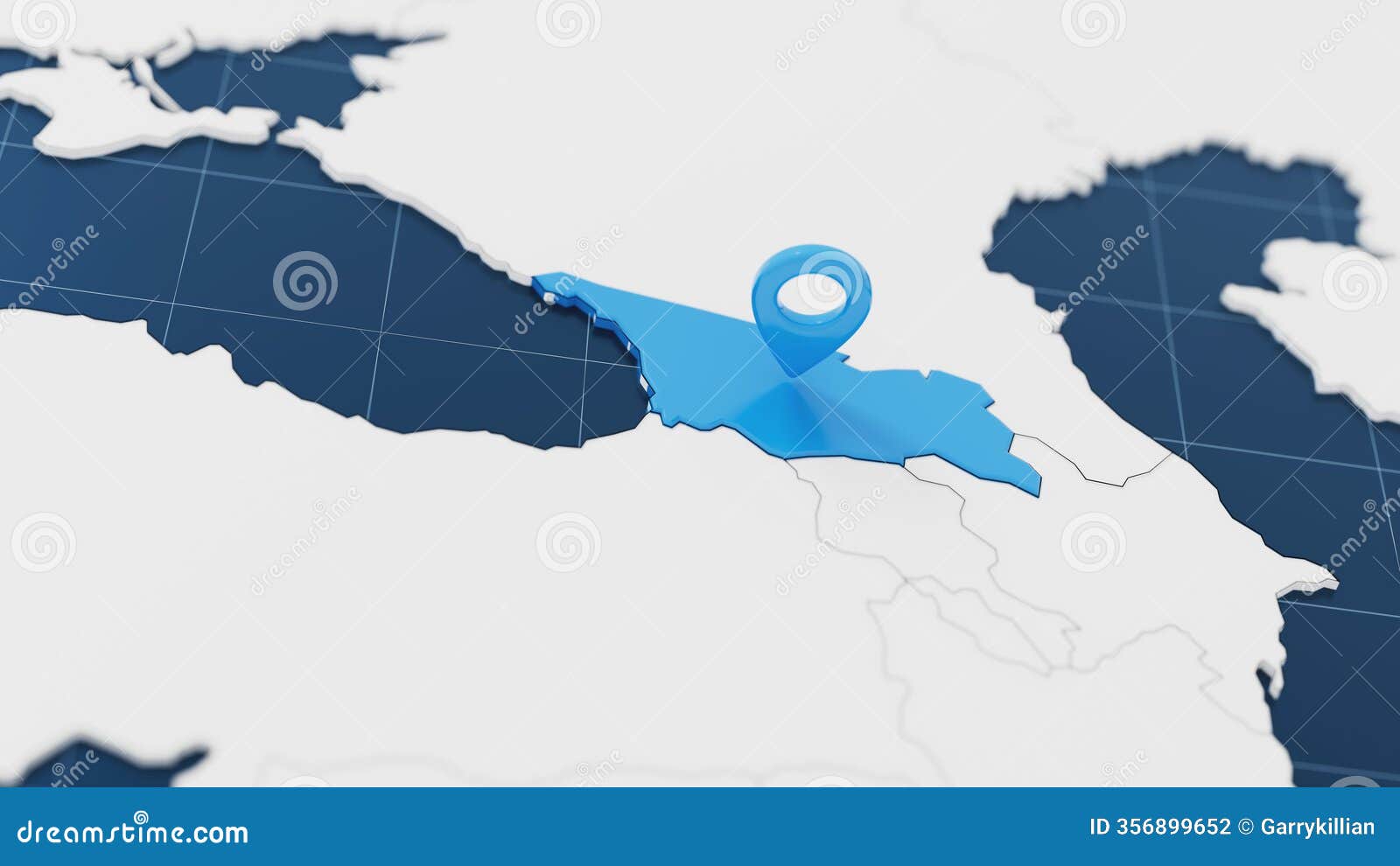 Blue Georgia 3d Map with Pointer Pin Surrounded with Other Countries in ...