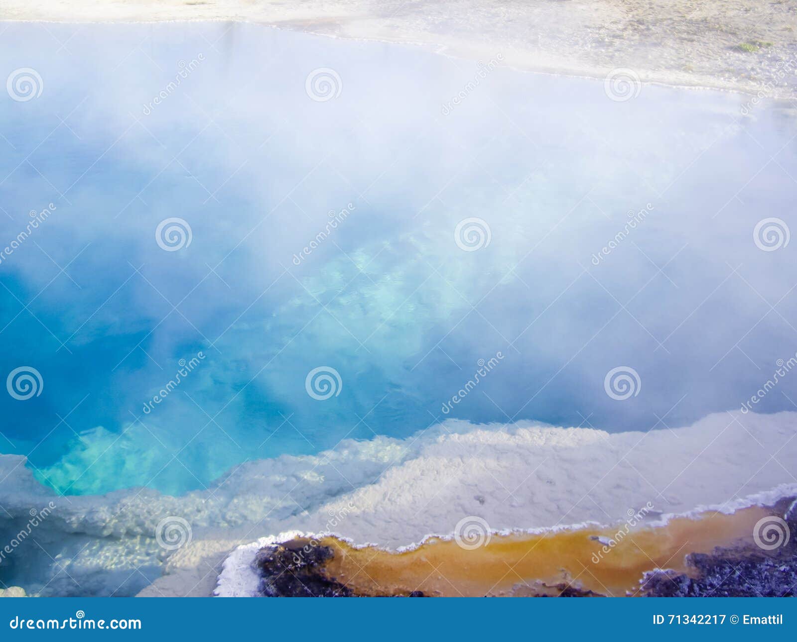 Blue Geothermal Pool Yellowstone Stock Image - Image of travel, fragile ...