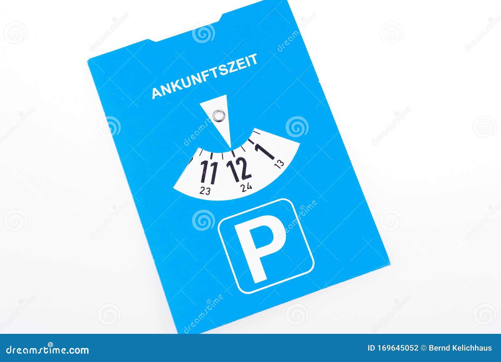 Blue German Parking Disc Set To 12 or Midnight Stock Photo - Image of ...