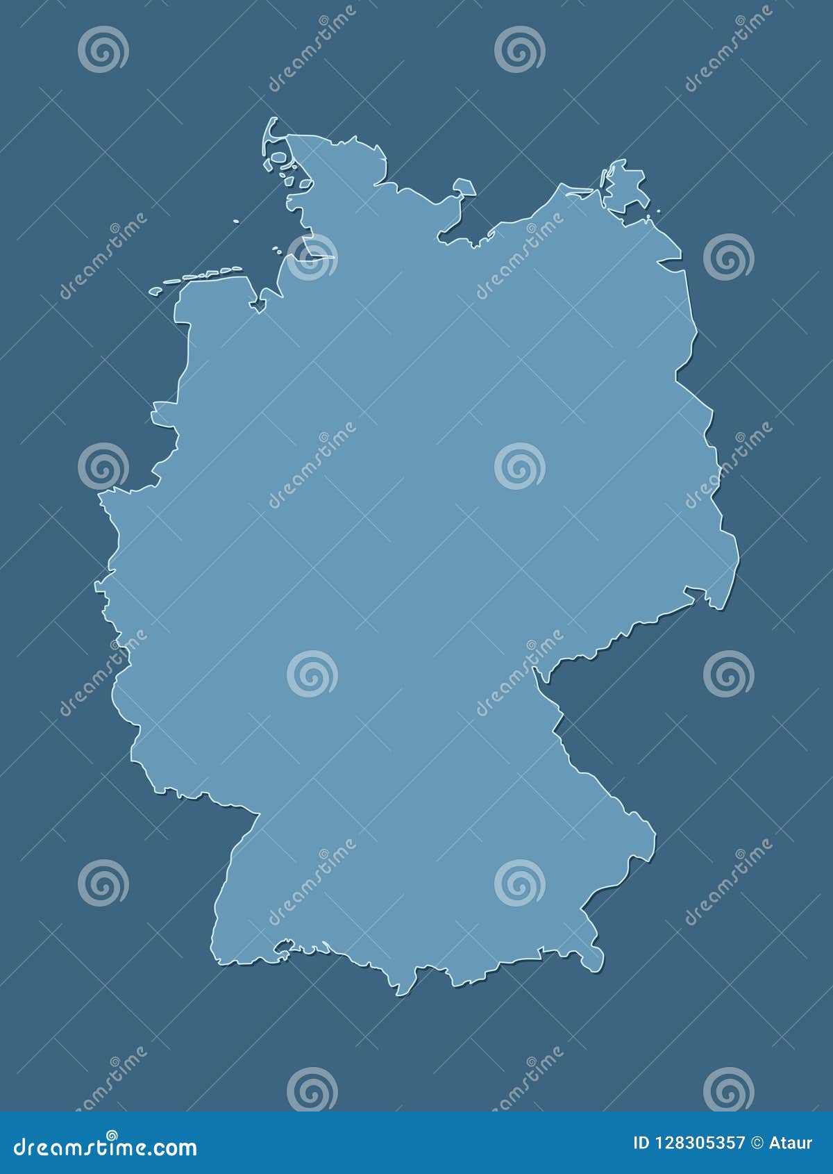 A Blue Germany Map with Single Border on Dark Background Stock Vector ...