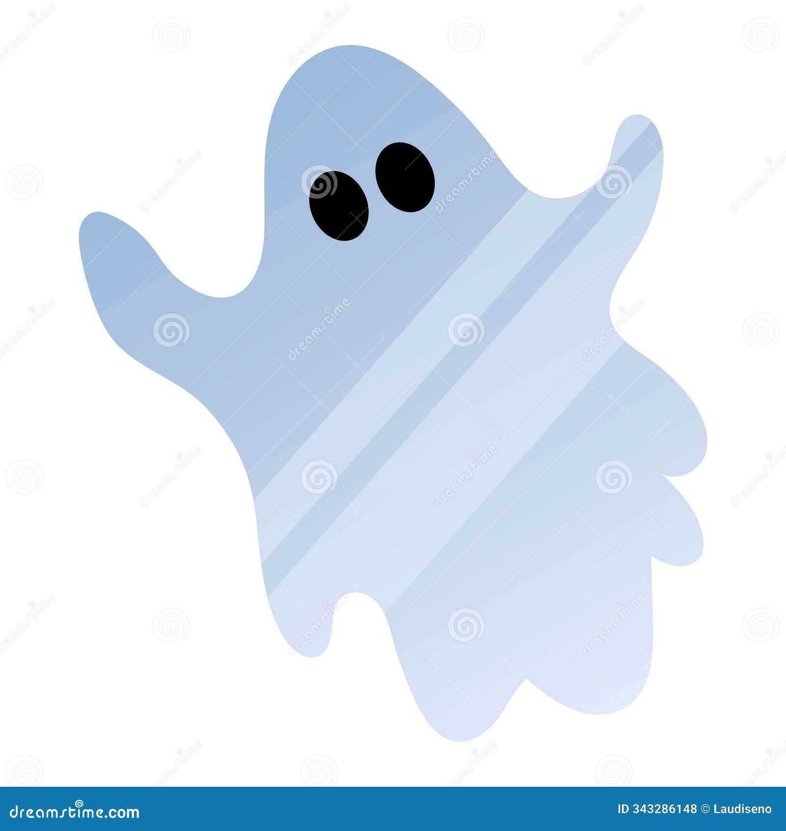 Blue Ghost Cartoon with Simple Shape and Black Eyes, Vector Stock ...