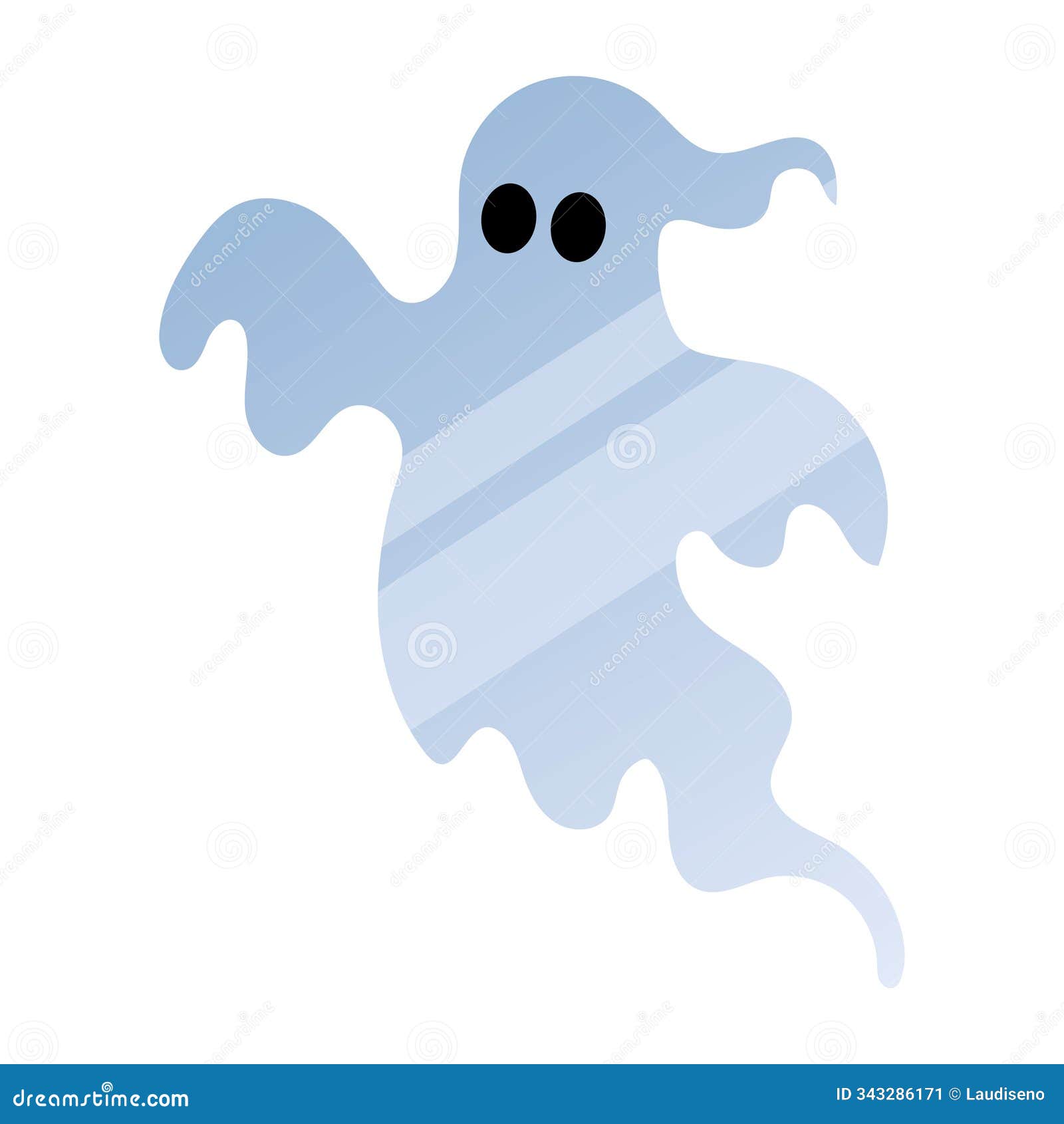 Blue Ghost Cartoon with Simple Shape and Black Eyes, Vector Stock ...