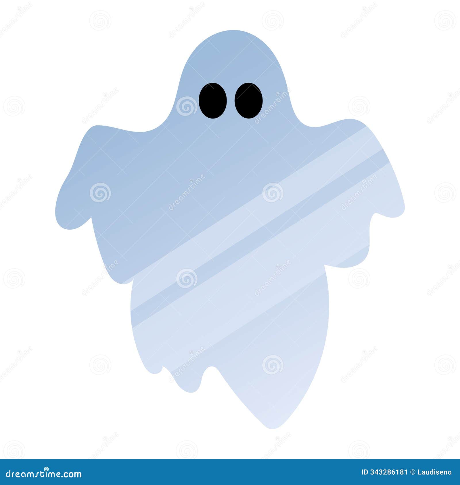 Blue Ghost Cartoon with Simple Shape and Black Eyes, Vector Stock ...