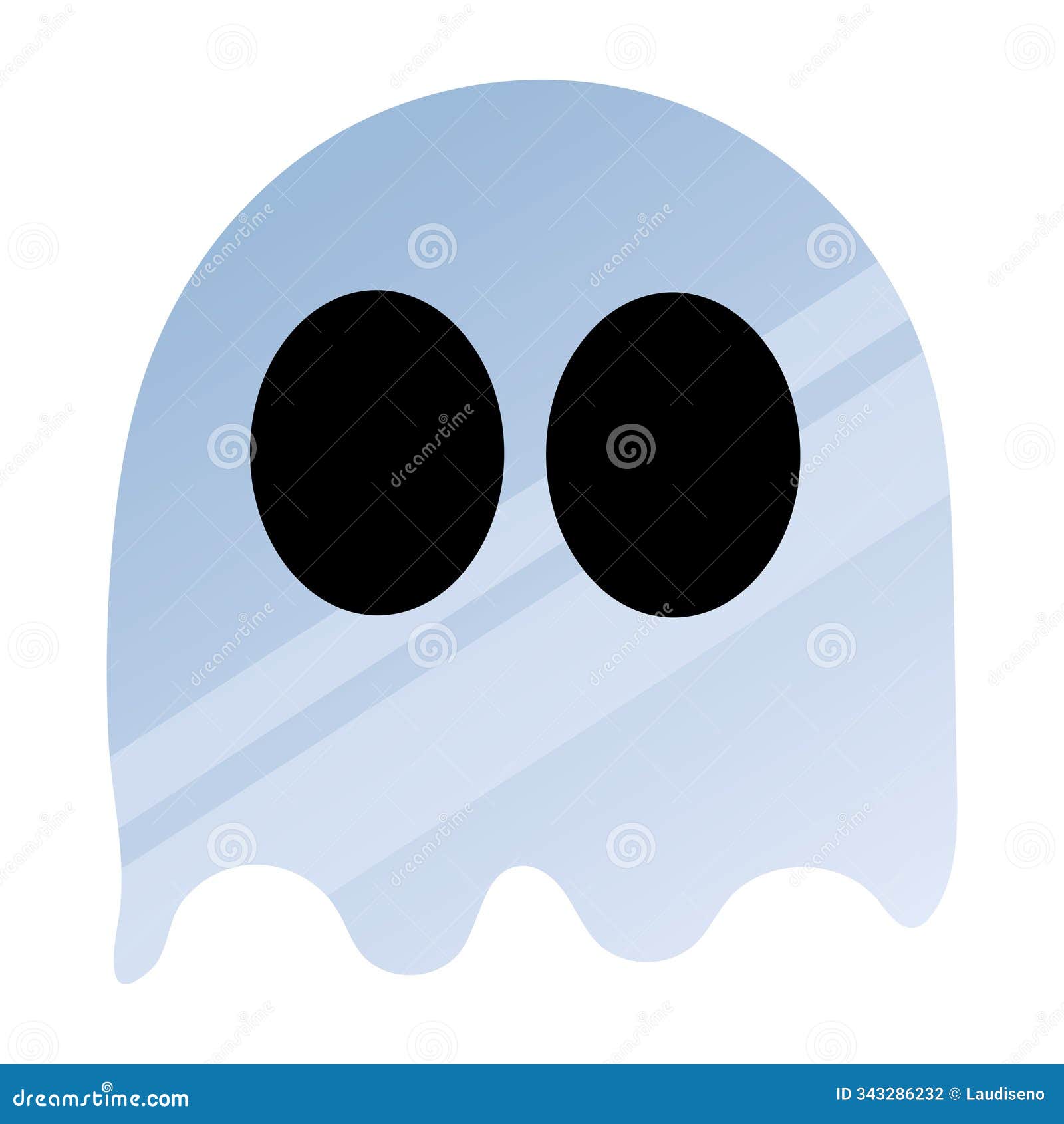 Blue Ghost Cartoon with Simple Shape and Black Eyes, Vector Stock ...