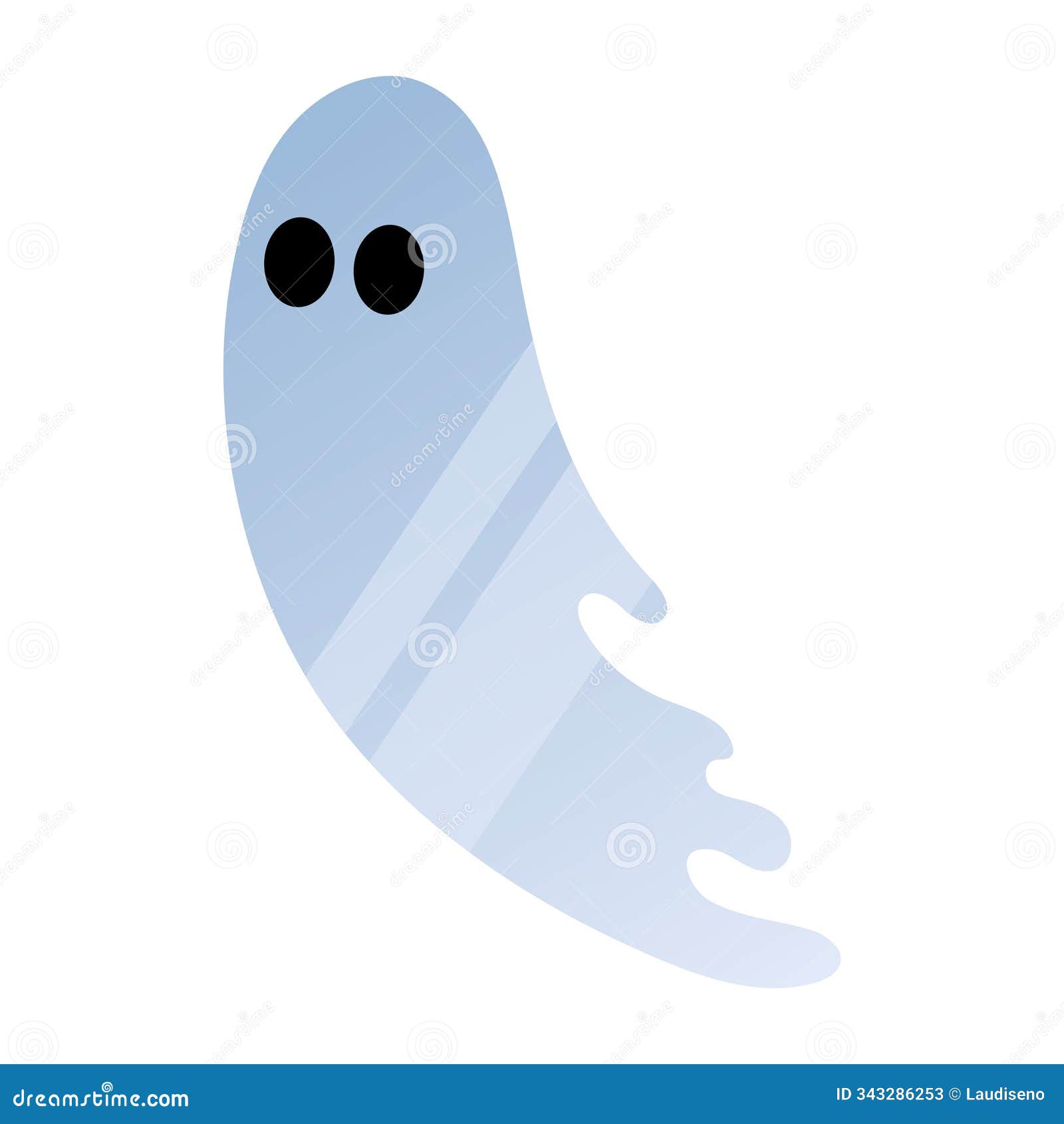 Blue Ghost Cartoon with Simple Shape and Black Eyes, Vector Stock ...
