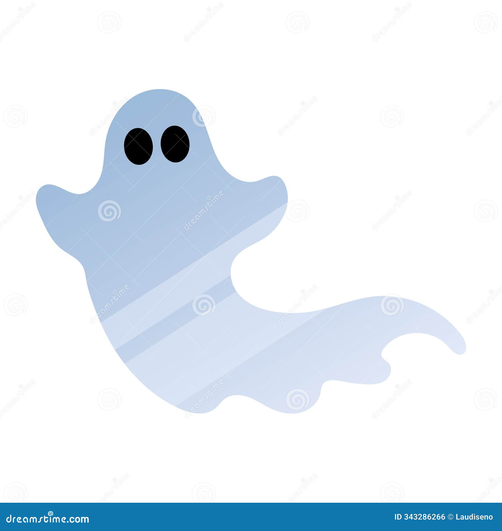 Blue Ghost Cartoon with Simple Shape and Black Eyes, Vector Stock ...