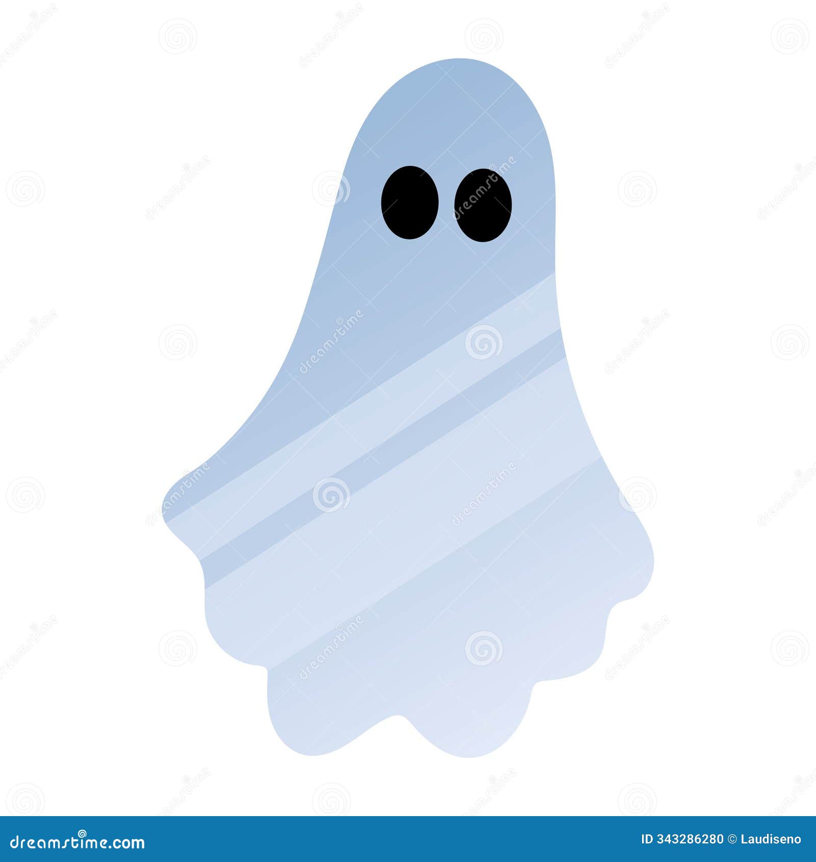 Blue Ghost Cartoon with Simple Shape and Black Eyes, Vector Stock ...