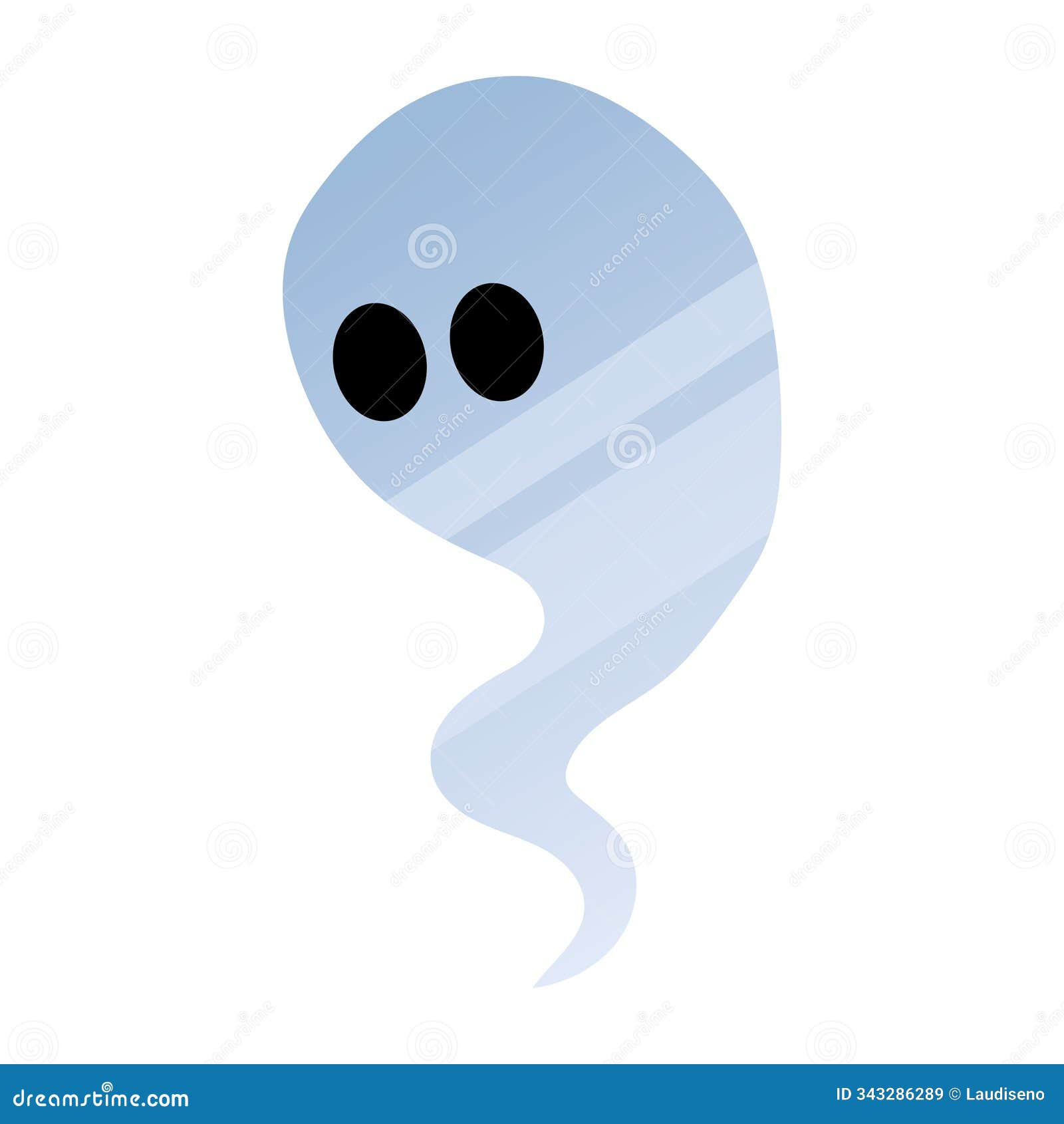 Blue Ghost Cartoon with Simple Shape and Black Eyes, Vector Stock ...