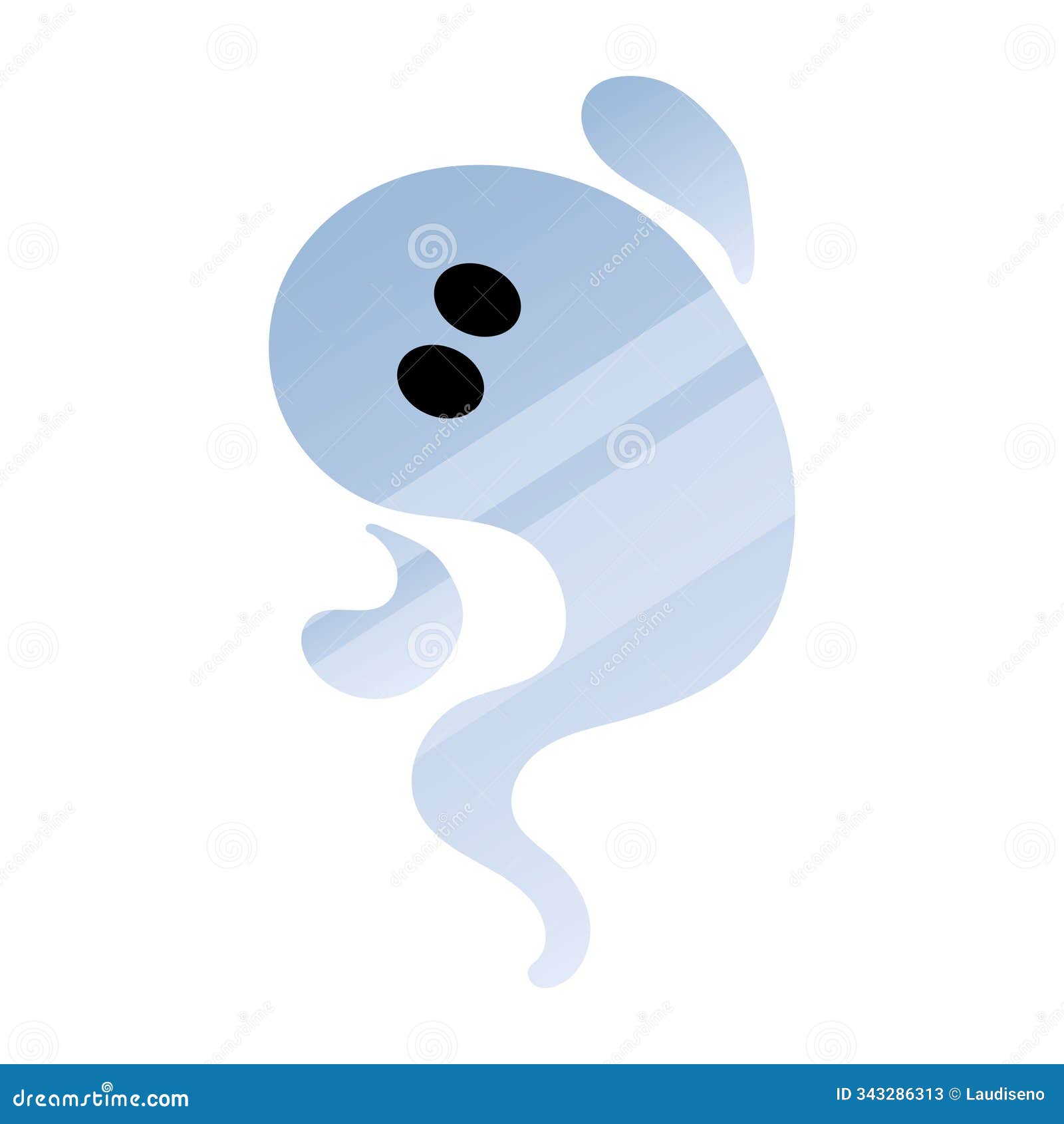 Blue Ghost Cartoon with Simple Shape and Black Eyes, Vector Stock ...