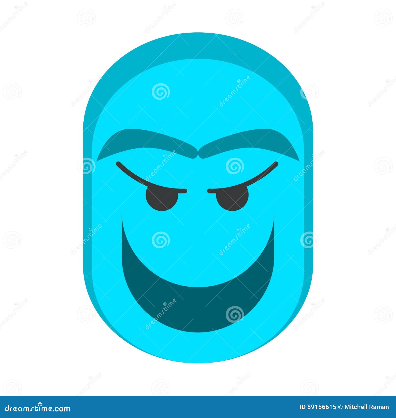 Blue Ghost Head Character with Flat Design Stock Vector - Illustration ...