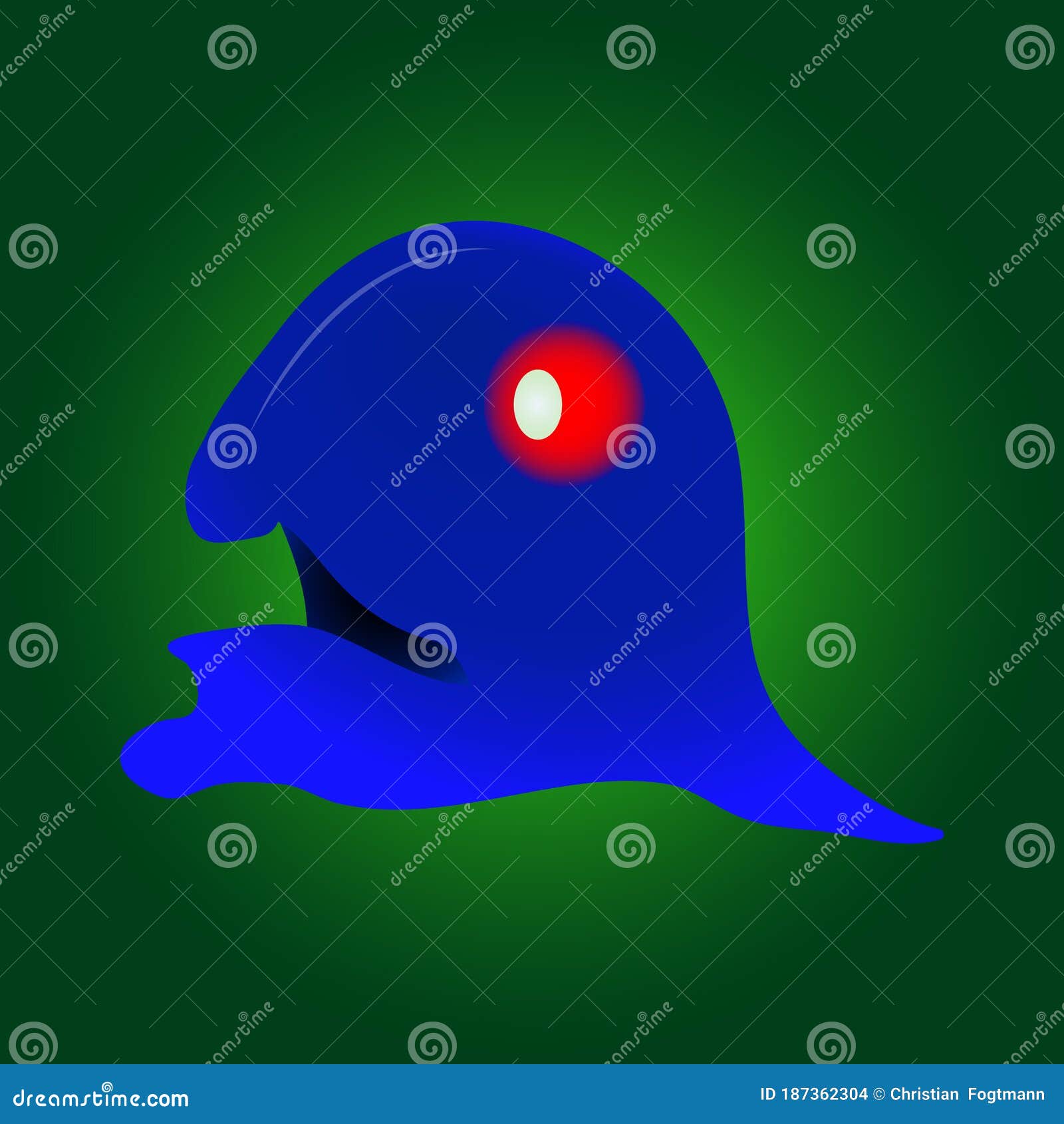 Blue Ghost In Childish Cartoon Manner Isolated On White Background ...