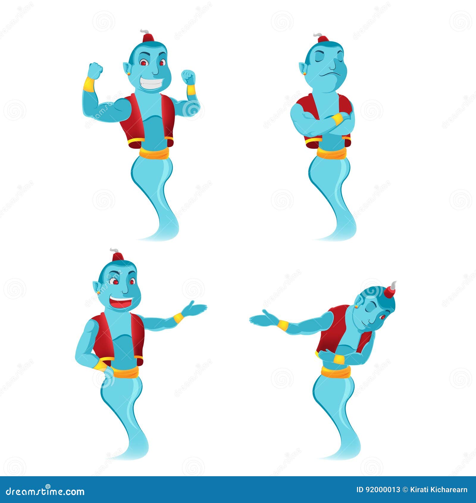 Blue Giant Genie Character Set Vector Stock Illustration - Illustration ...