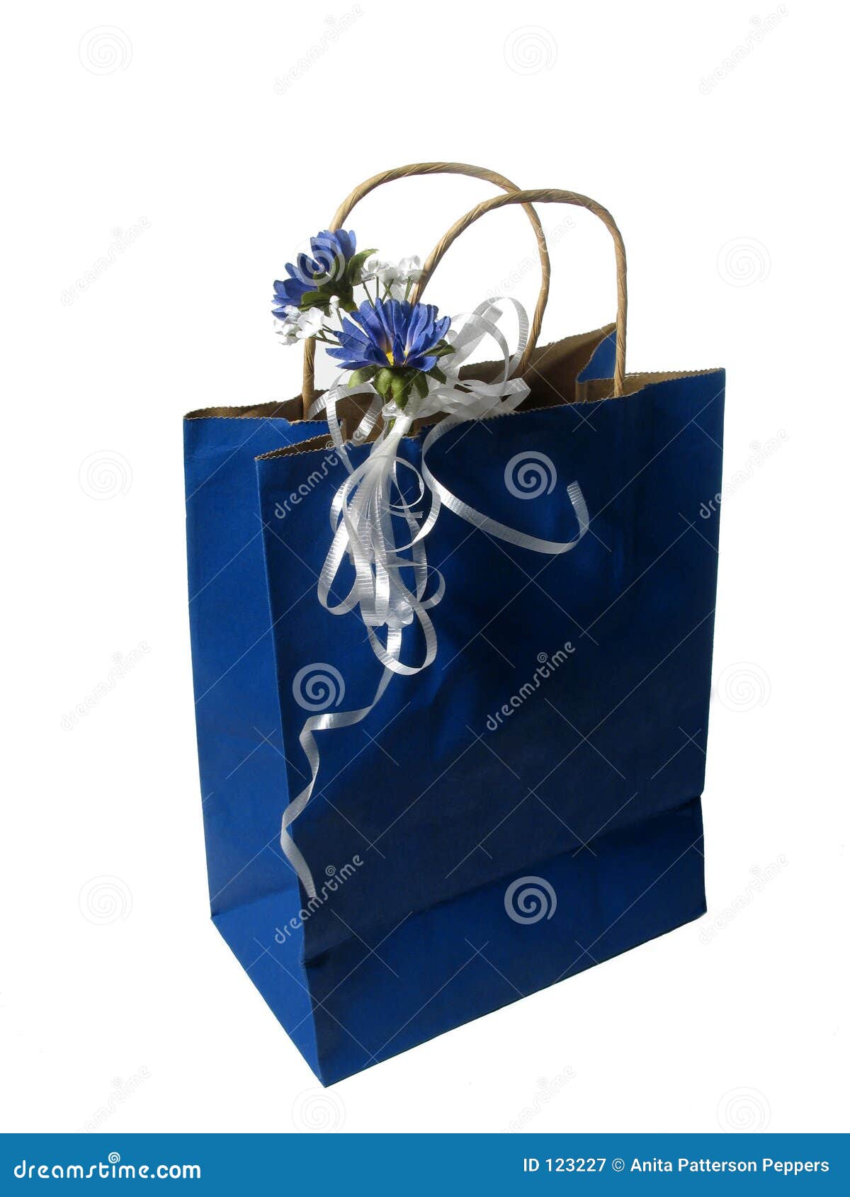 Blue gift bag stock image. Image of encouragement, wrapping - 123227