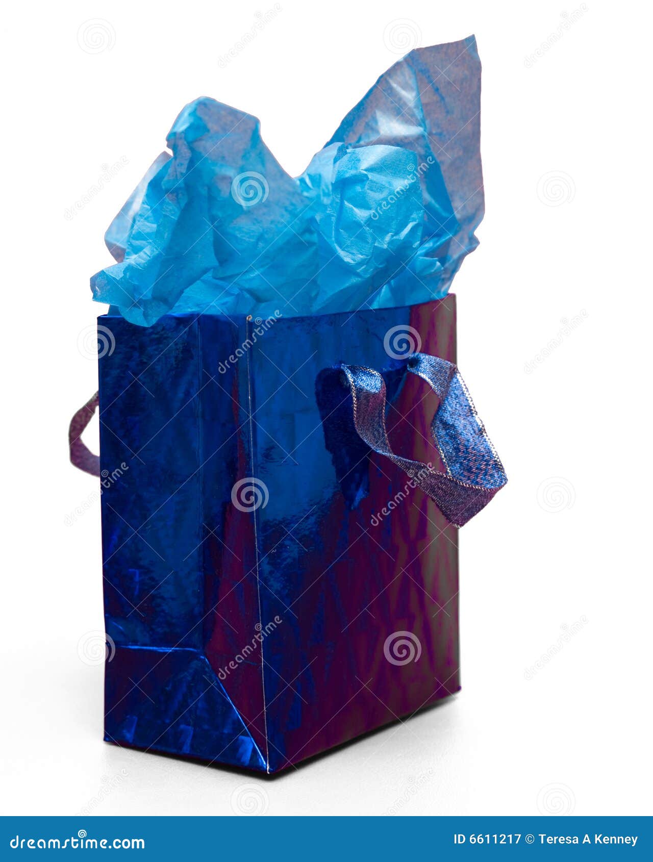 Blue Gift Bag stock image. Image of object, gift, isolated - 6611217