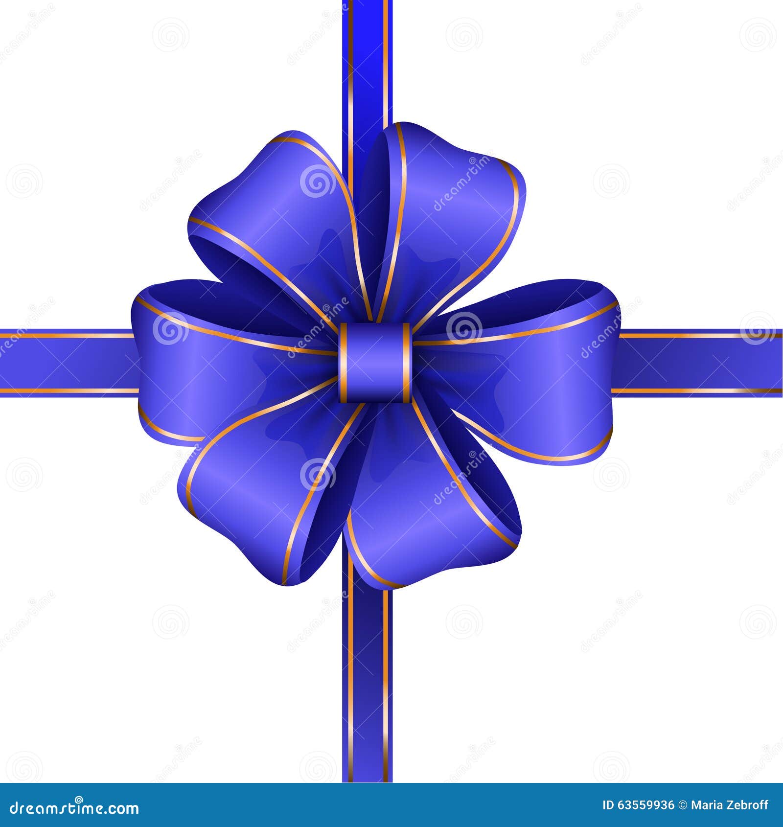 Blue gift bow with ribbon stock vector. Illustration of silk - 63559936