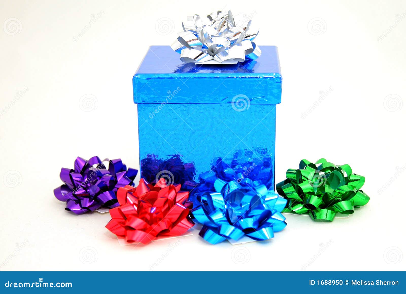 Blue gift and bows stock photo. Image of background, sparkling - 1688950