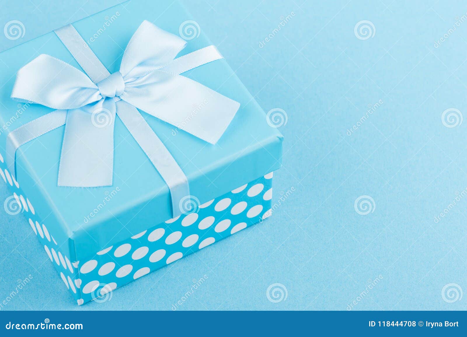 Blue gift box with bow stock photo. Image of celebration - 118444708