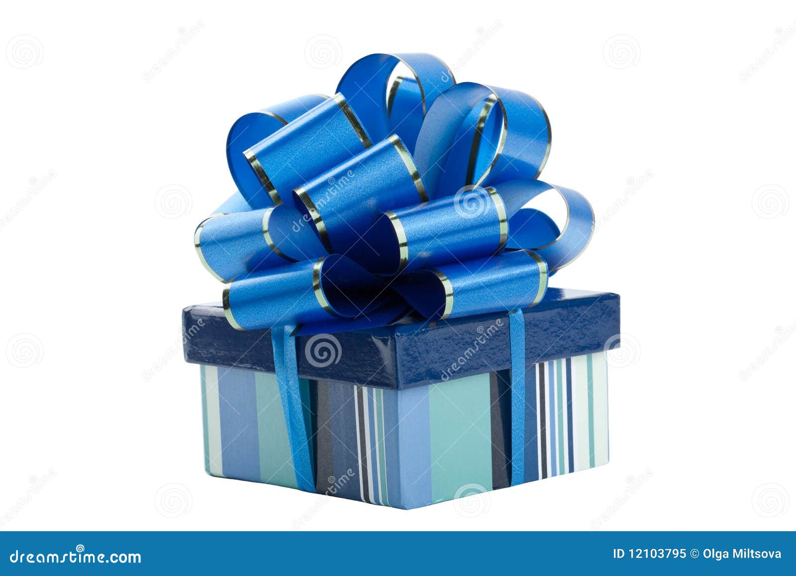 Blue Gift Box with Bow Isolated Stock Image - Image of color, luxury ...