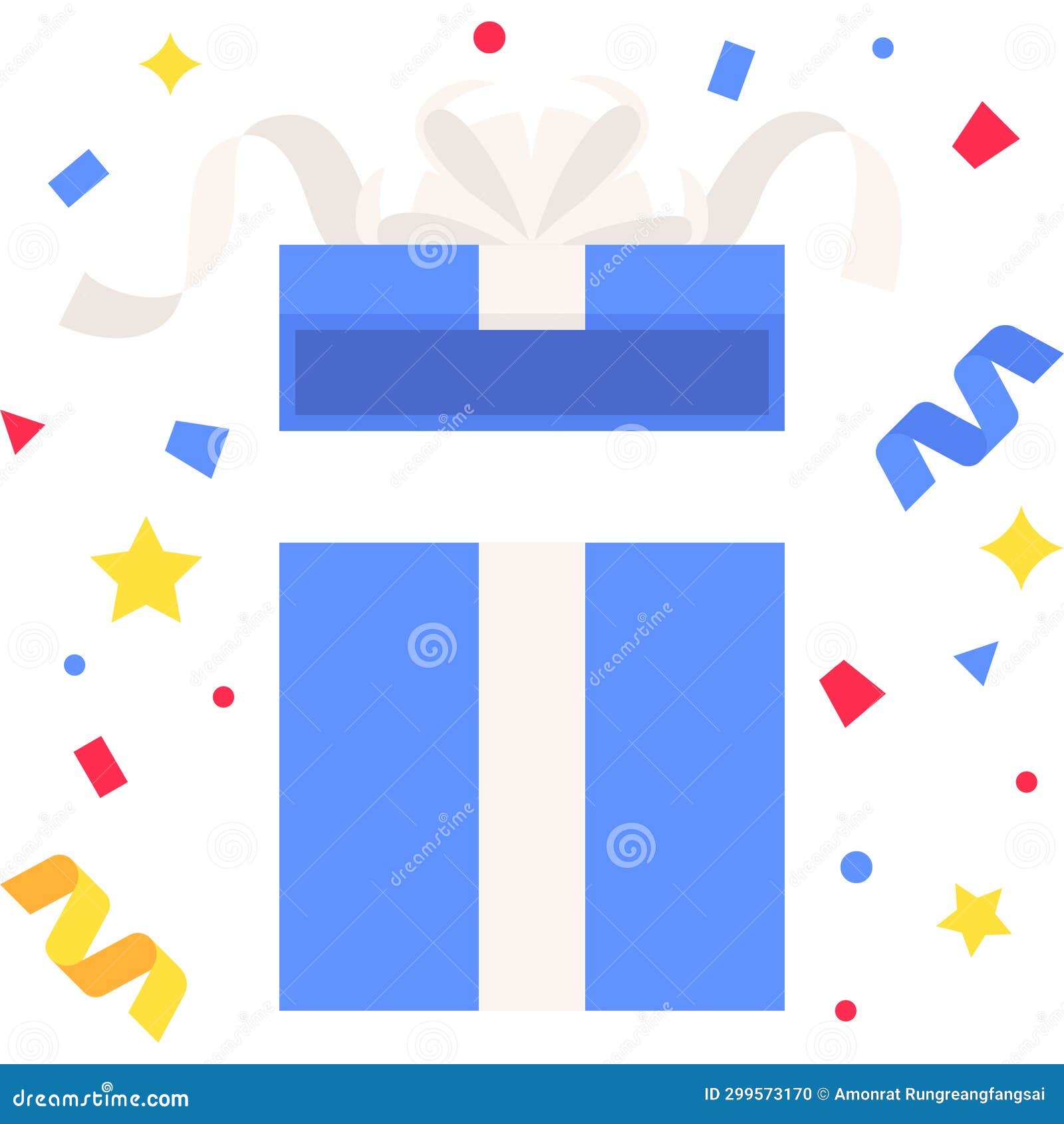 Blue Gift Box in Flat Design for Using As Banner Stock Vector ...
