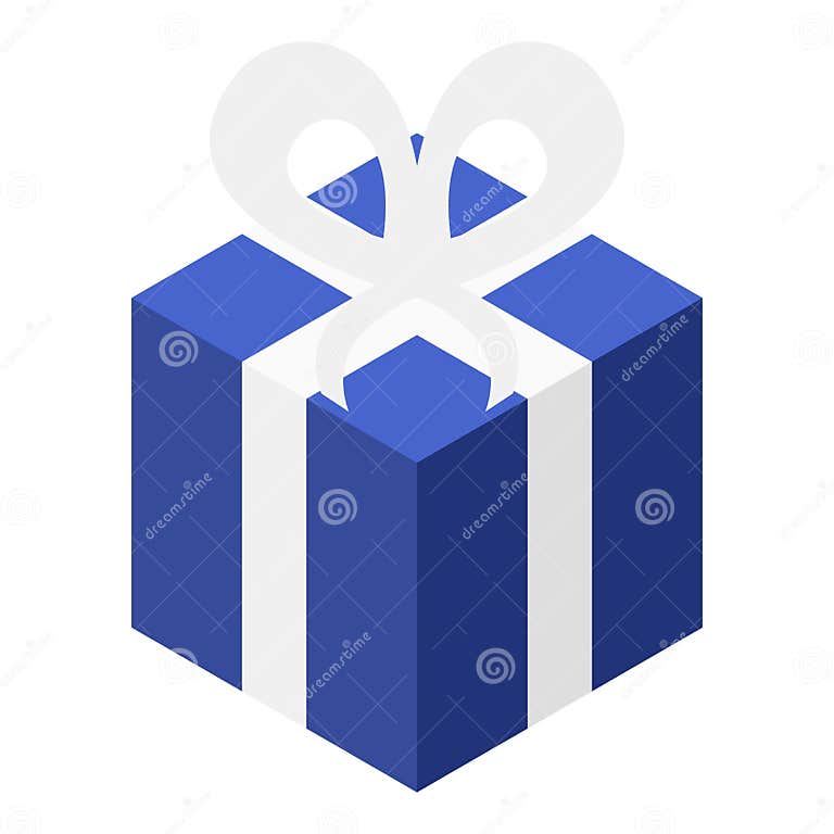 Blue Gift Box Icon, Isometric Style Stock Vector - Illustration of ...