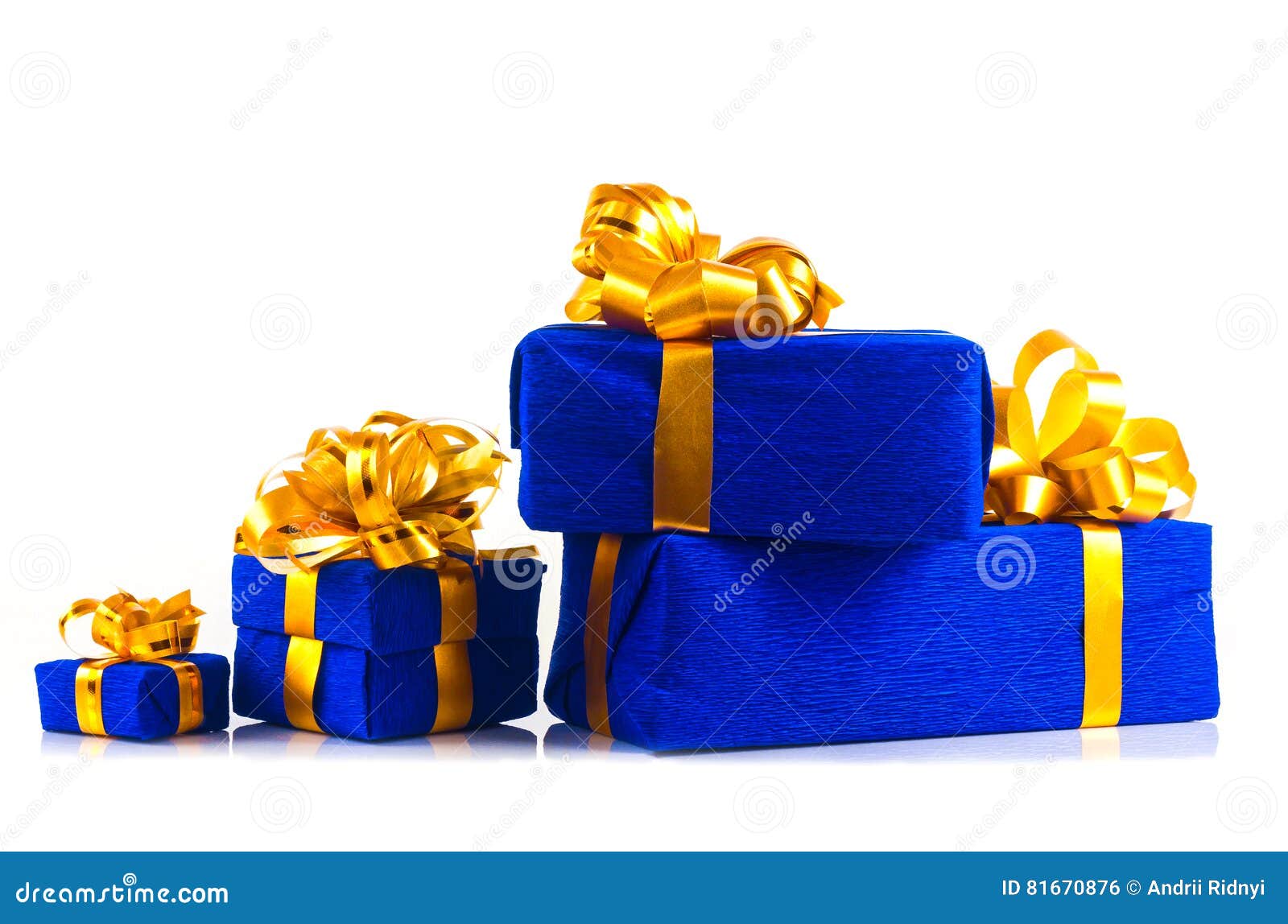 Blue gift box stock photo. Image of golden, gold, decoration - 81670876