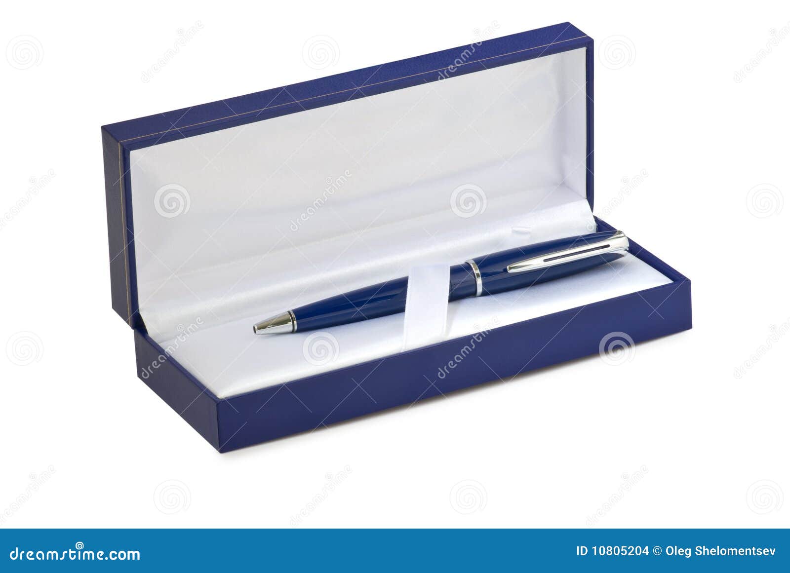 Blue gift box. Pen inside. stock photo. Image of cradle - 10805204
