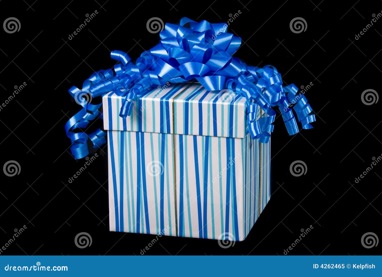 Blue gift box and present stock image. Image of wrapped - 4262465