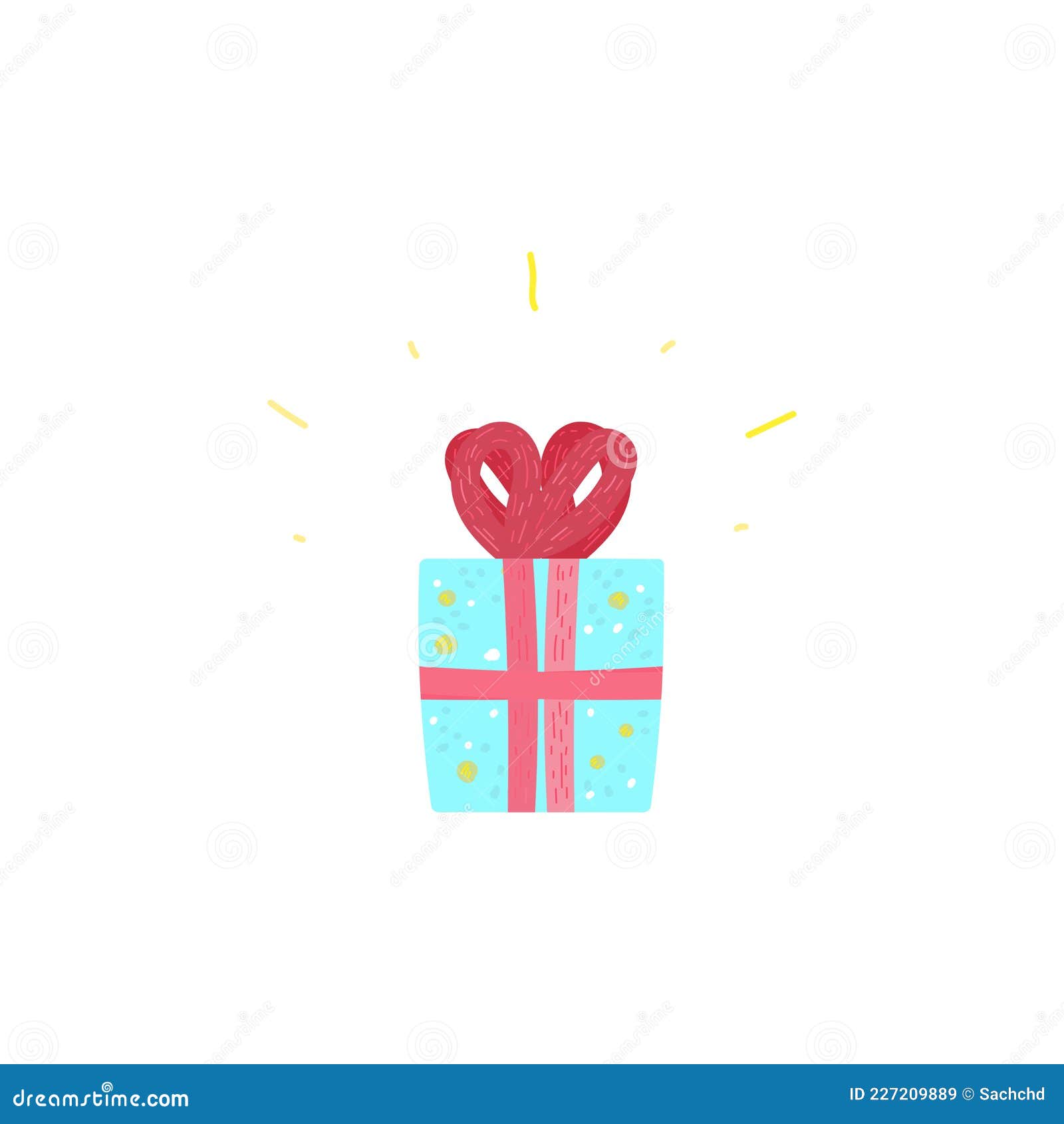 Blue Gift Box with Red Bow, Flat Vector Illustration Stock Vector ...