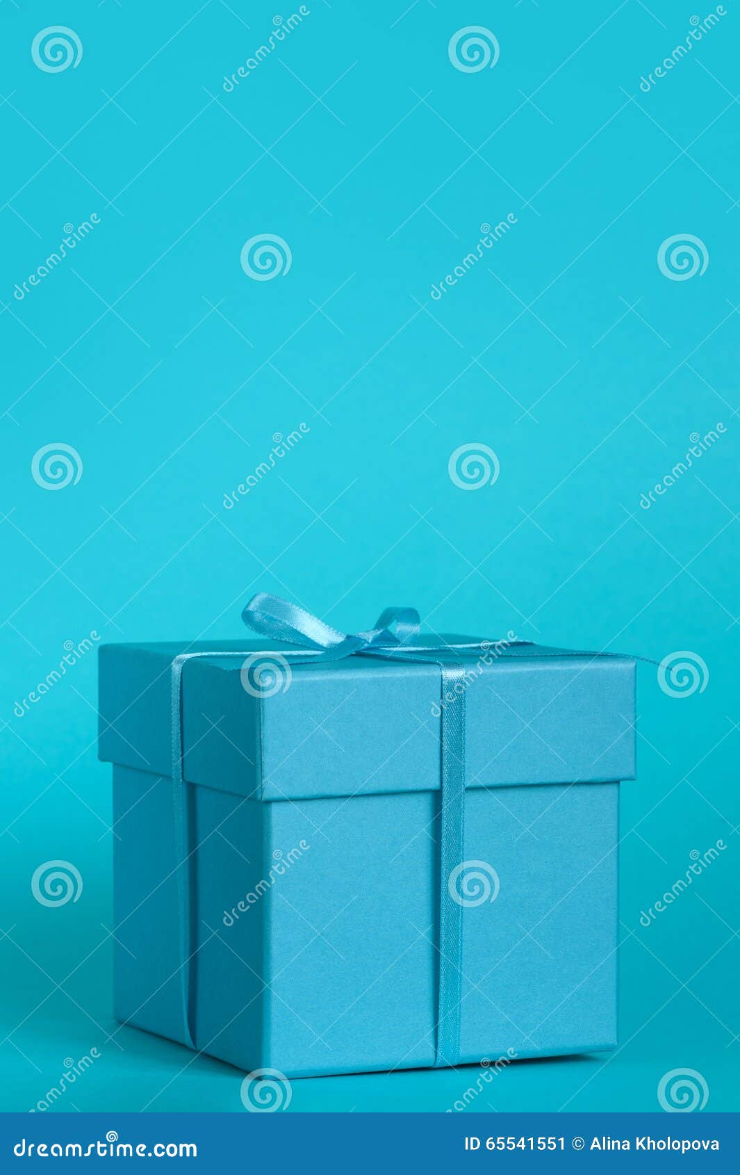 Blue gift box with ribbon stock image. Image of single - 65541551