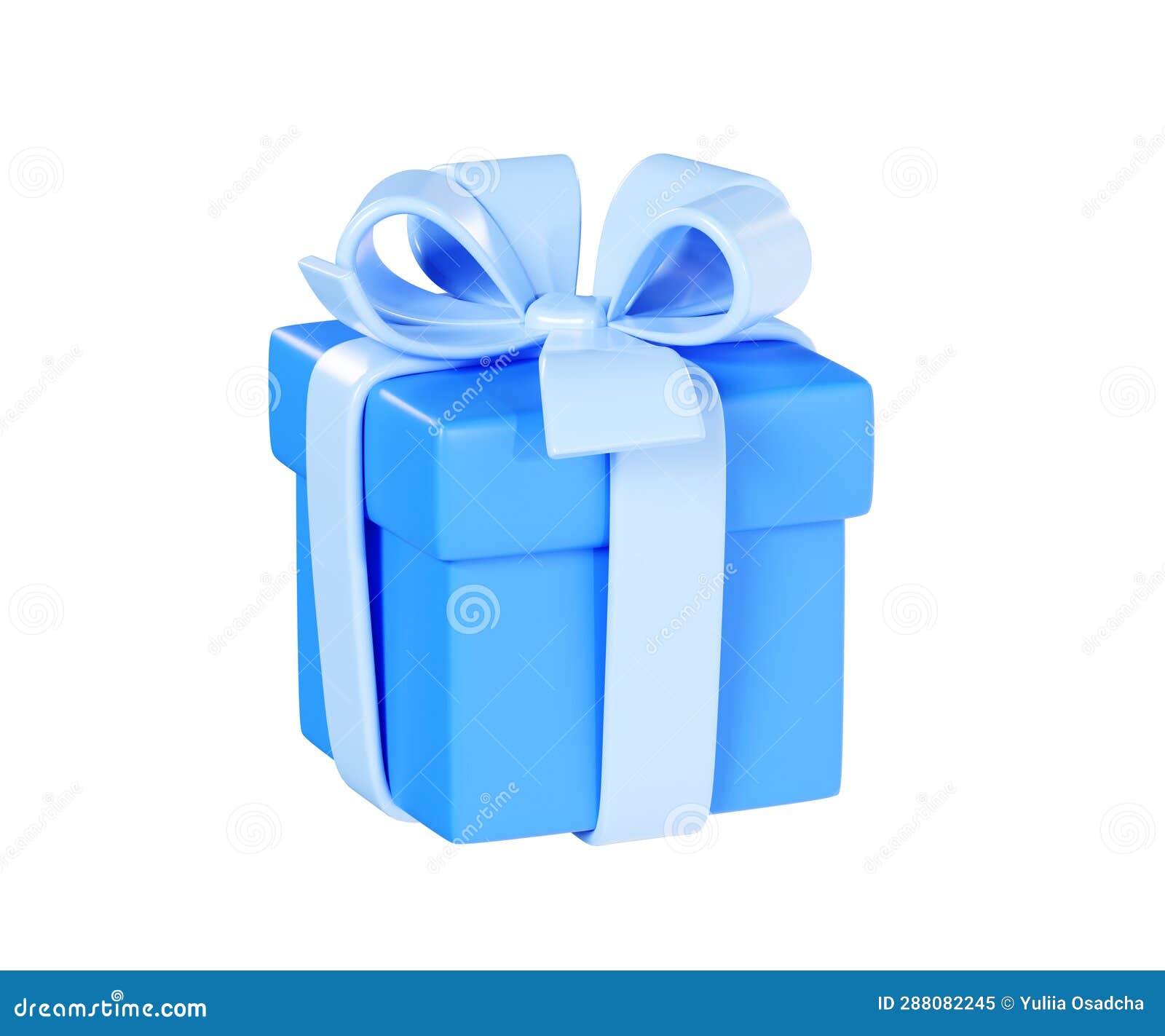 Blue Gift Box with Ribbon and Bow 3d Render Illustration Stock ...