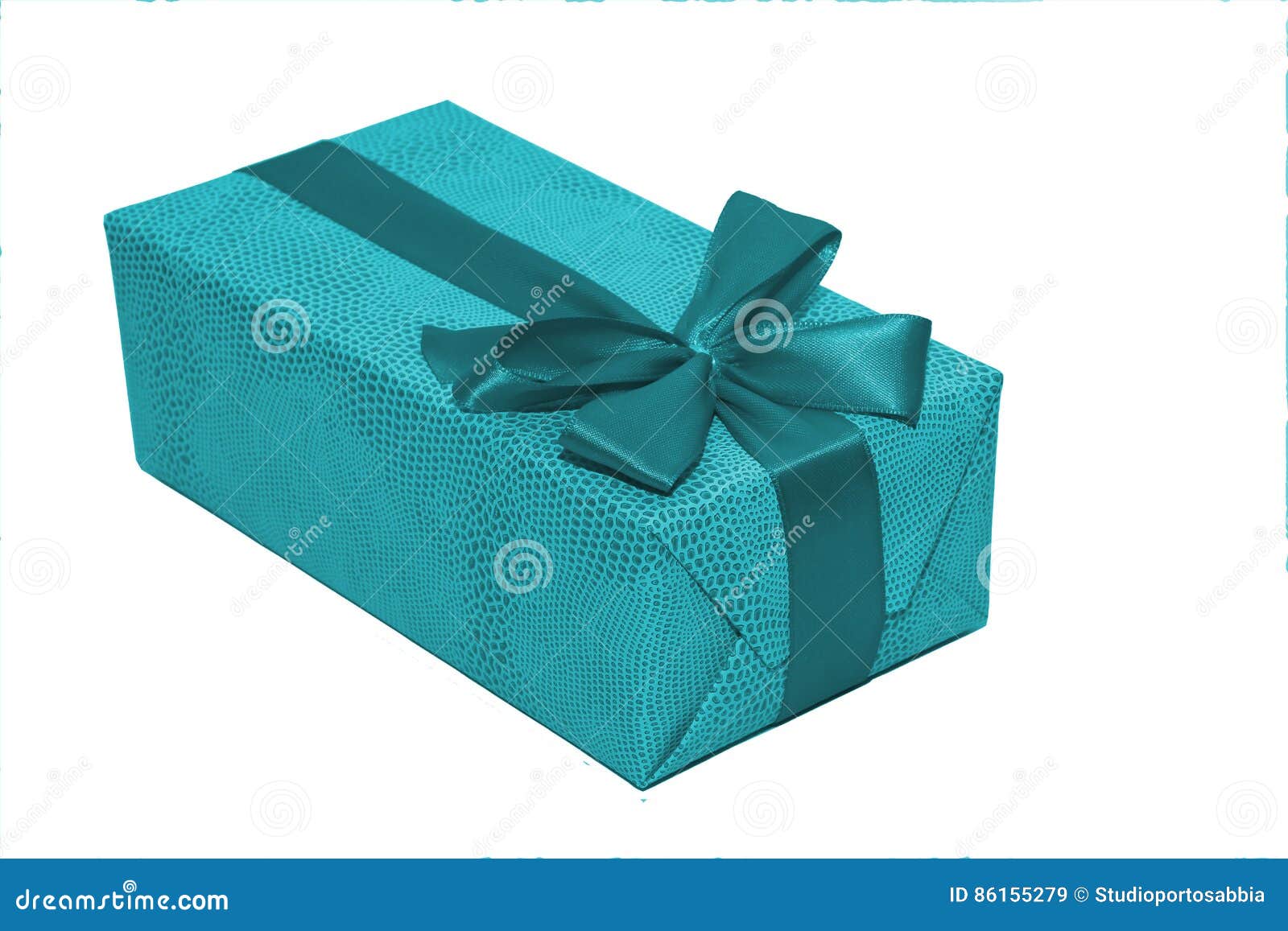 Blue Gift Box with Ribbon and Bow Stock Image - Image of elegant, boxed ...