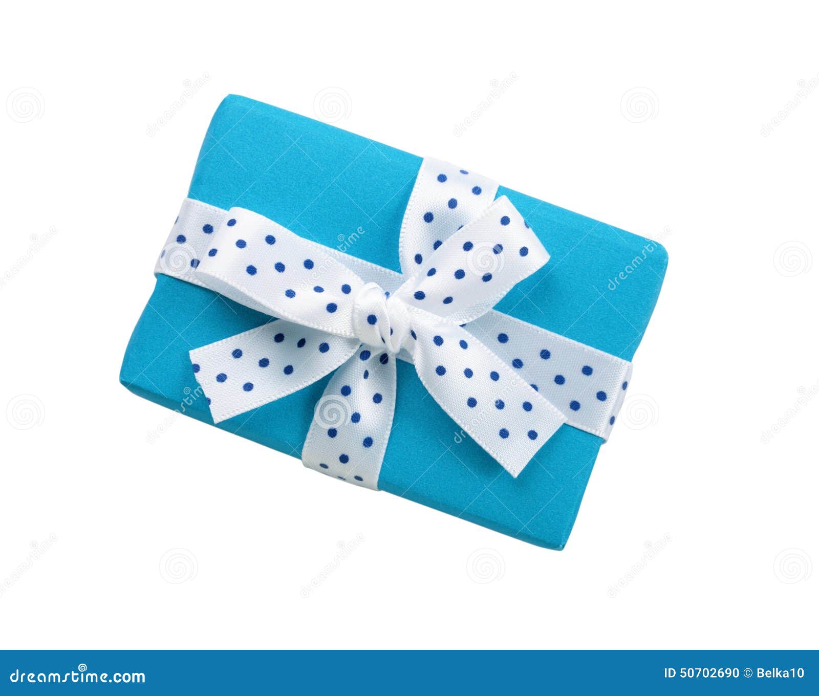 Blue Gift Box with Ribbon Bow Stock Photo - Image of anniversary ...