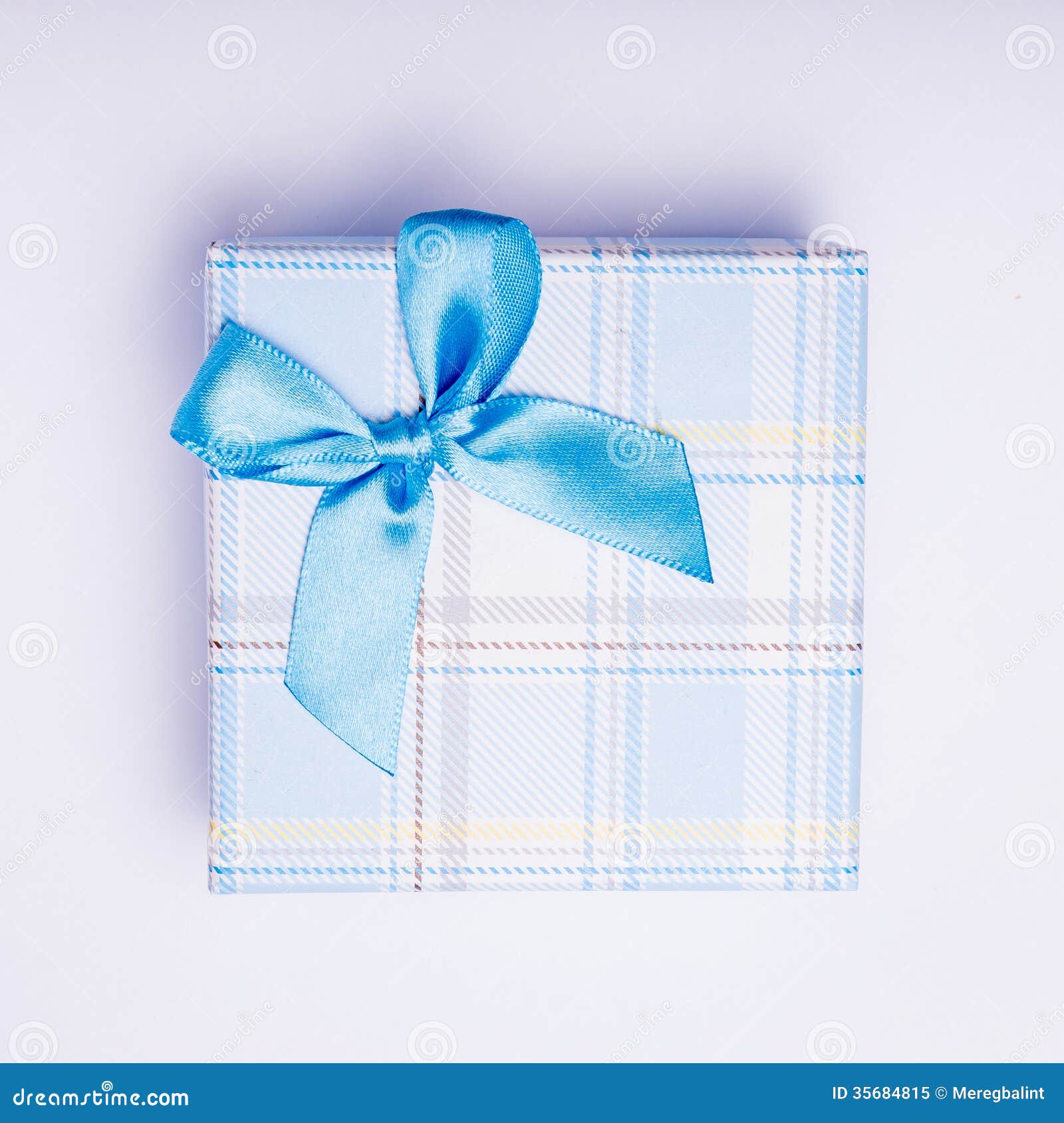 Blue gift box with ribbon stock image. Image of party - 35684815