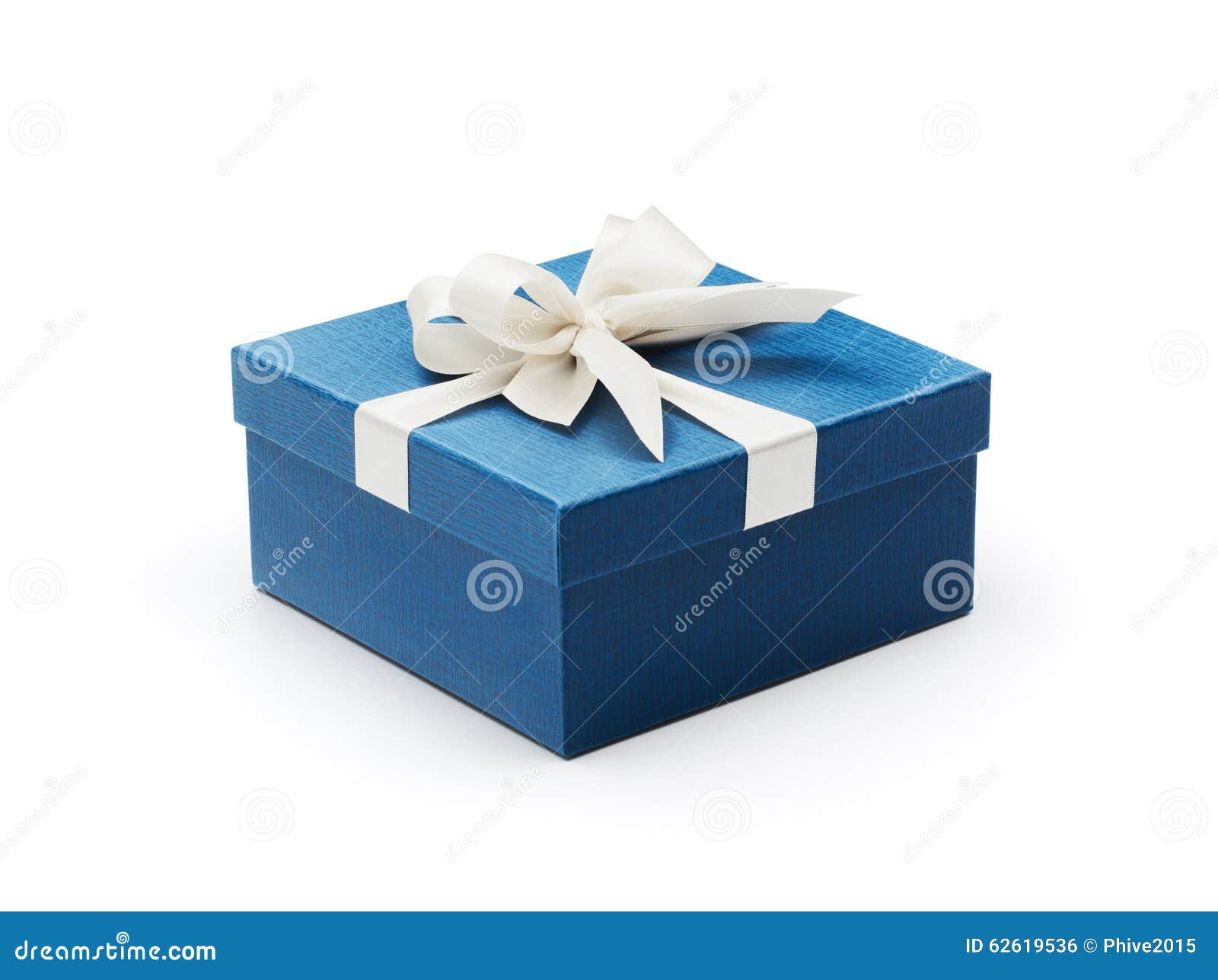 Blue Gift Box with White Bow Stock Photo - Image of simplicity, color ...