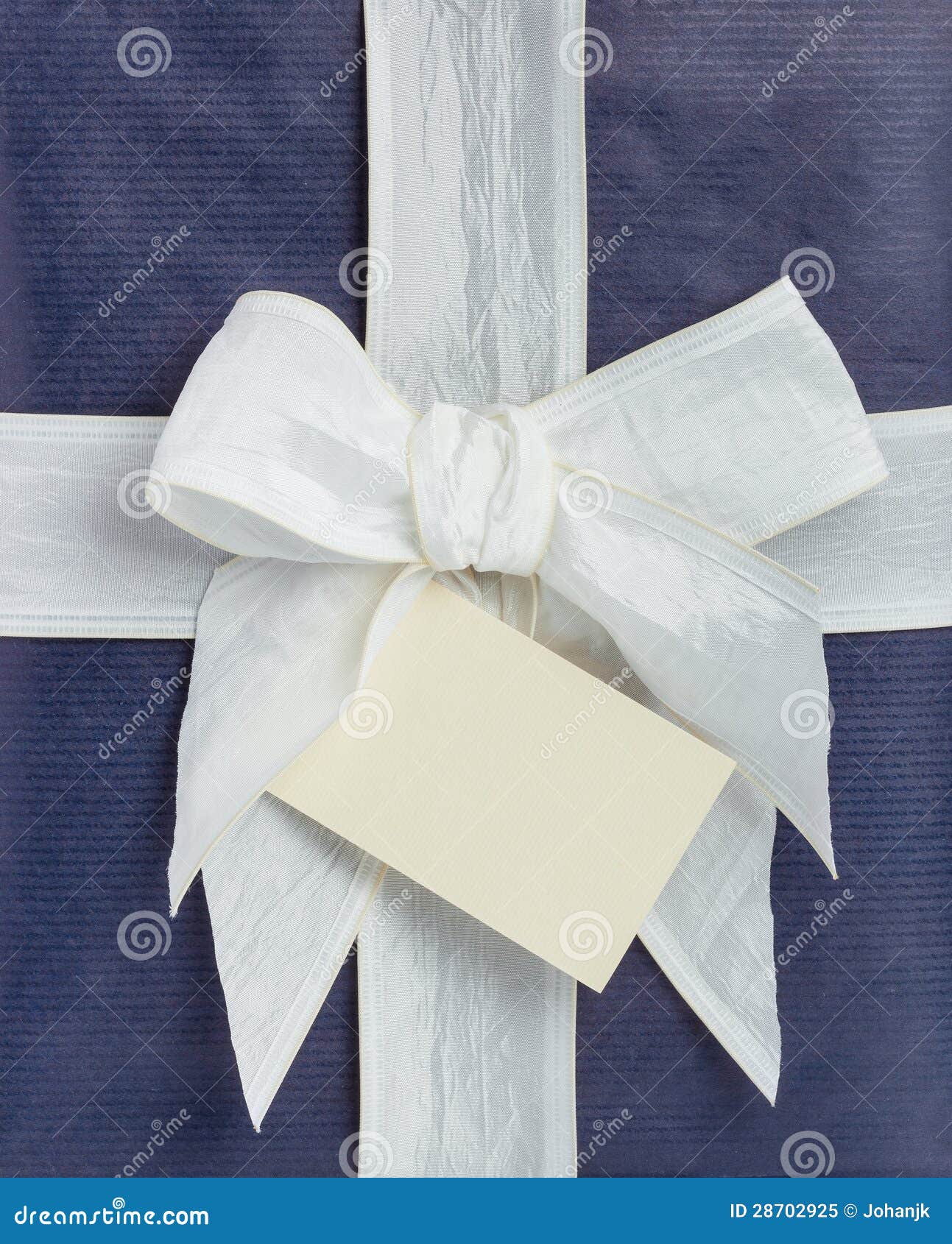 Blue Gift Box with White Ribbon Stock Image - Image of container ...