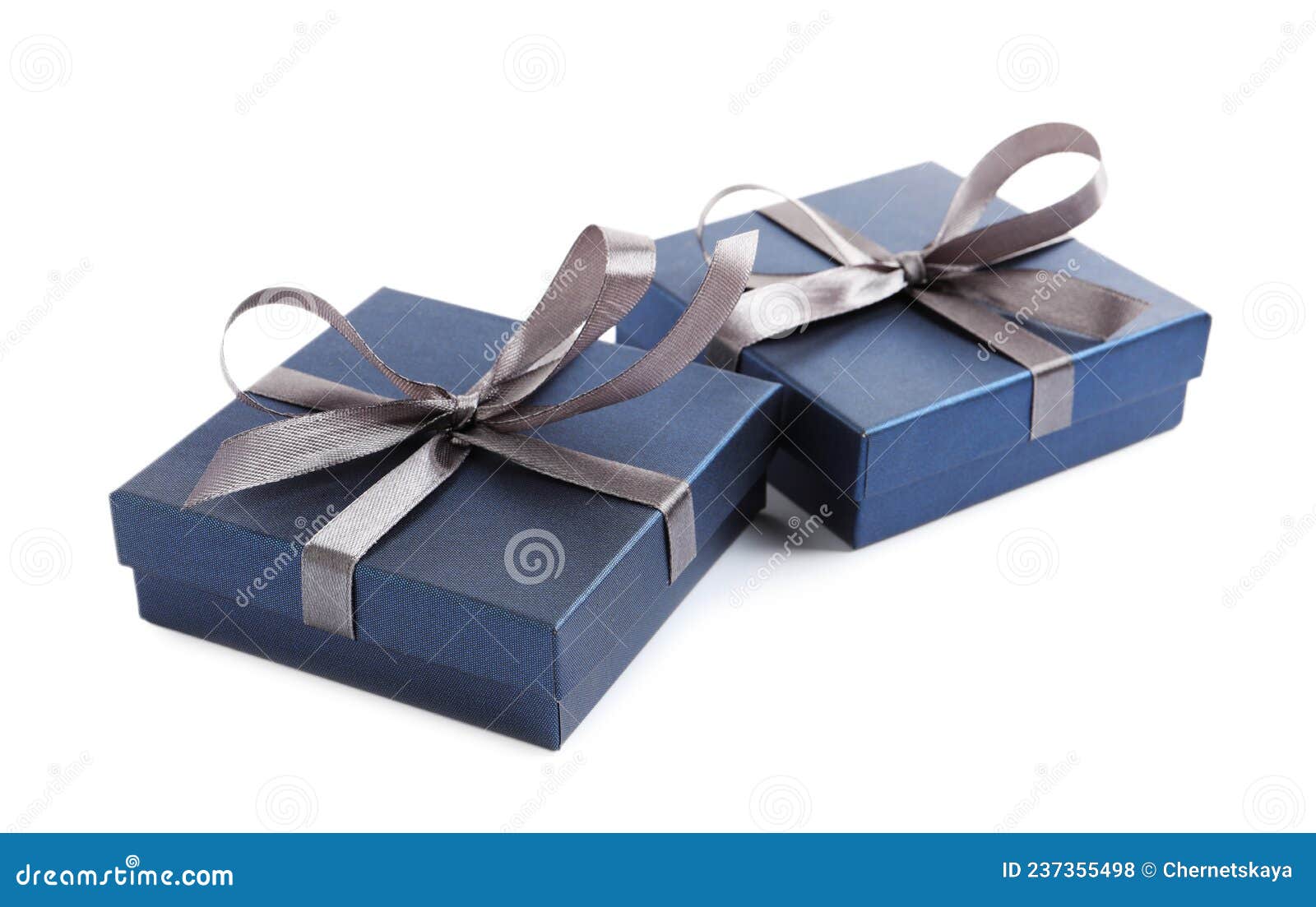 Blue Gift Boxes with Satin Bows on White Background Stock Photo - Image ...