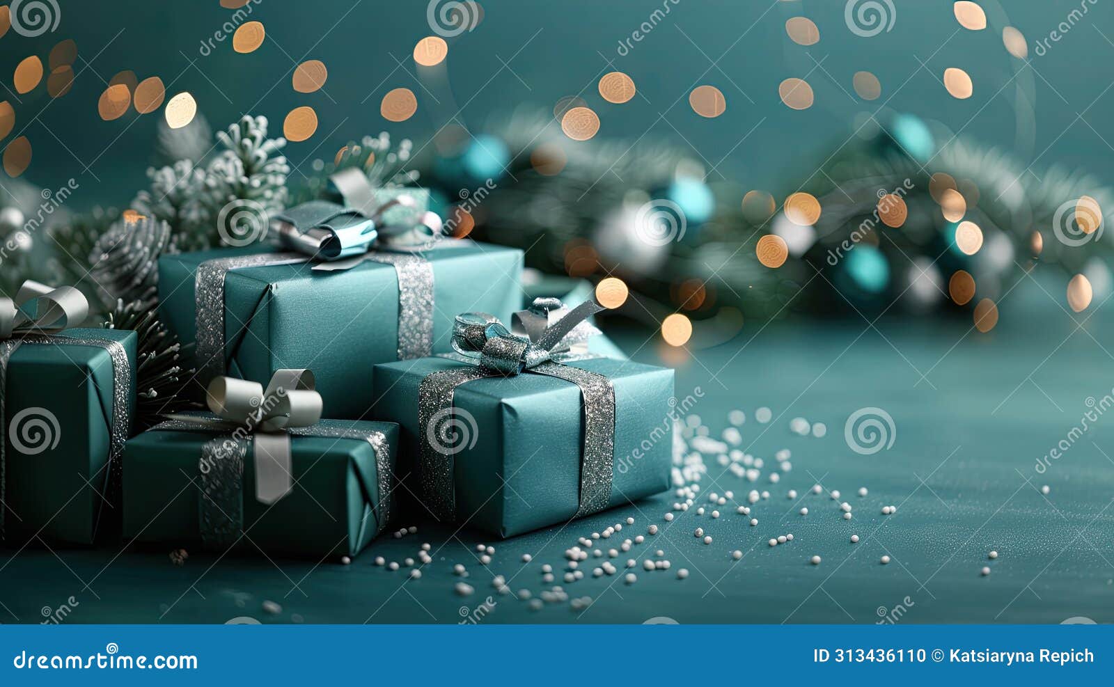 Blue Gift Boxes Stacked on Blue Background with Copy Space Stock ...