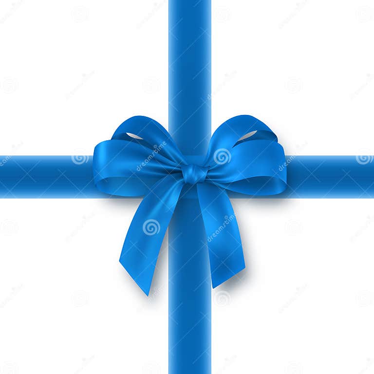 Blue gift, ribbon, bow stock illustration. Illustration of decor - 3601129