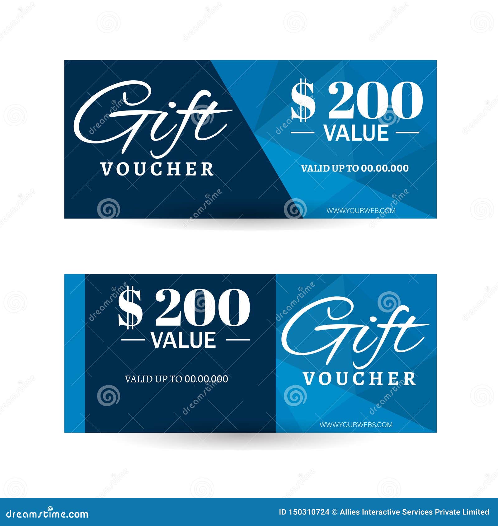 Blue Gift Voucher or Coupon Layout. Editorial Stock Image ...