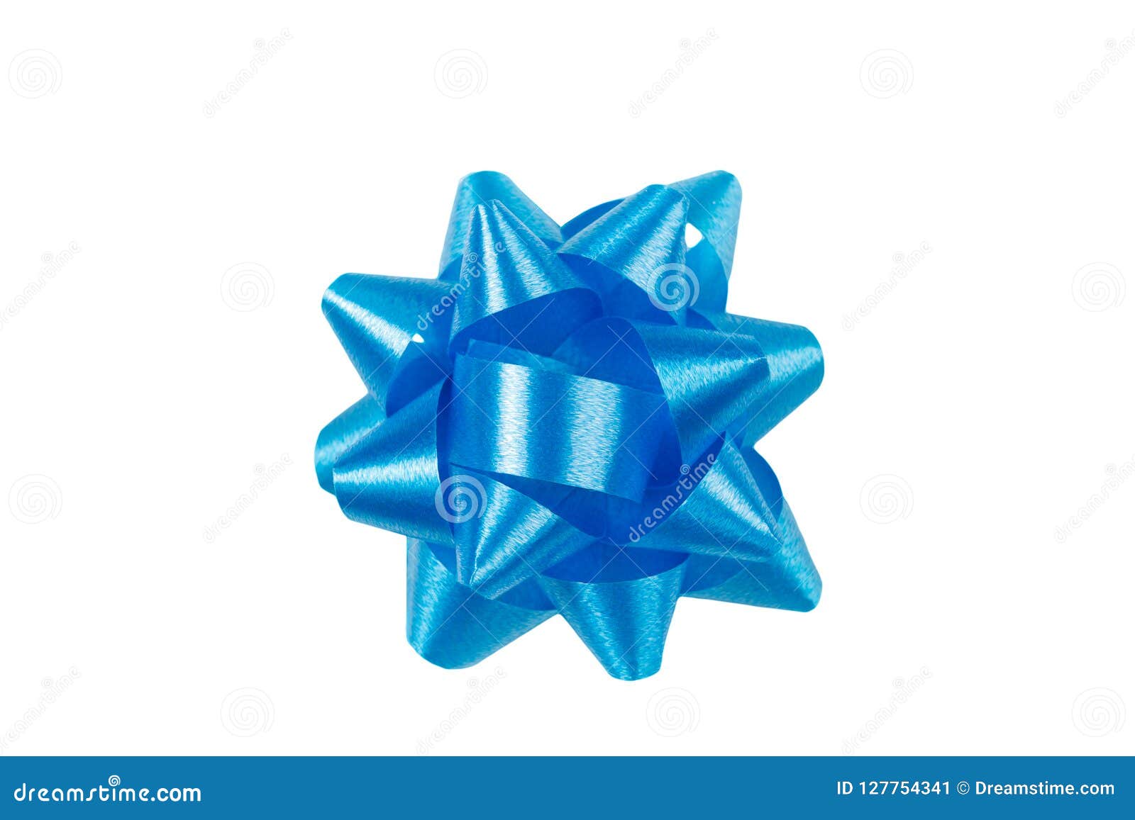 Isolated Blue Gift Wrap Bow Top View on a White Background Stock Image ...
