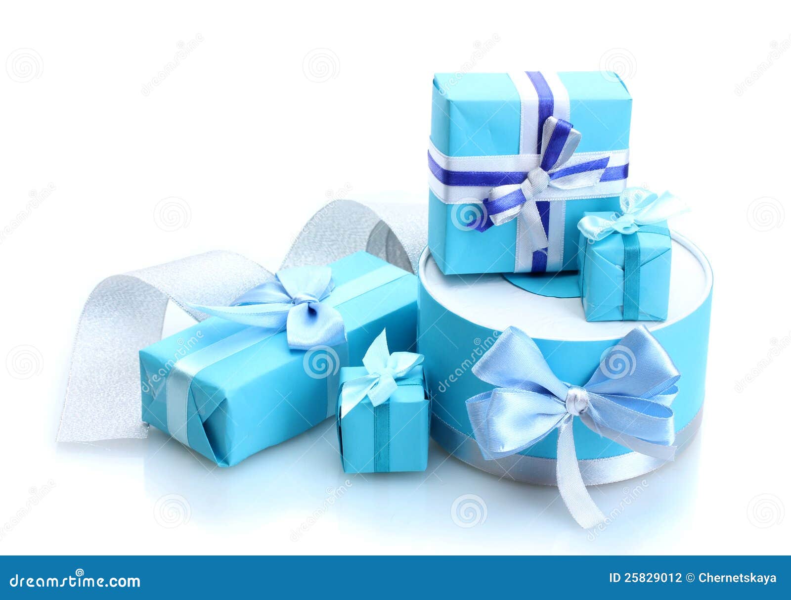 Blue gifts with bows stock photo. Image of white, blue - 25829012