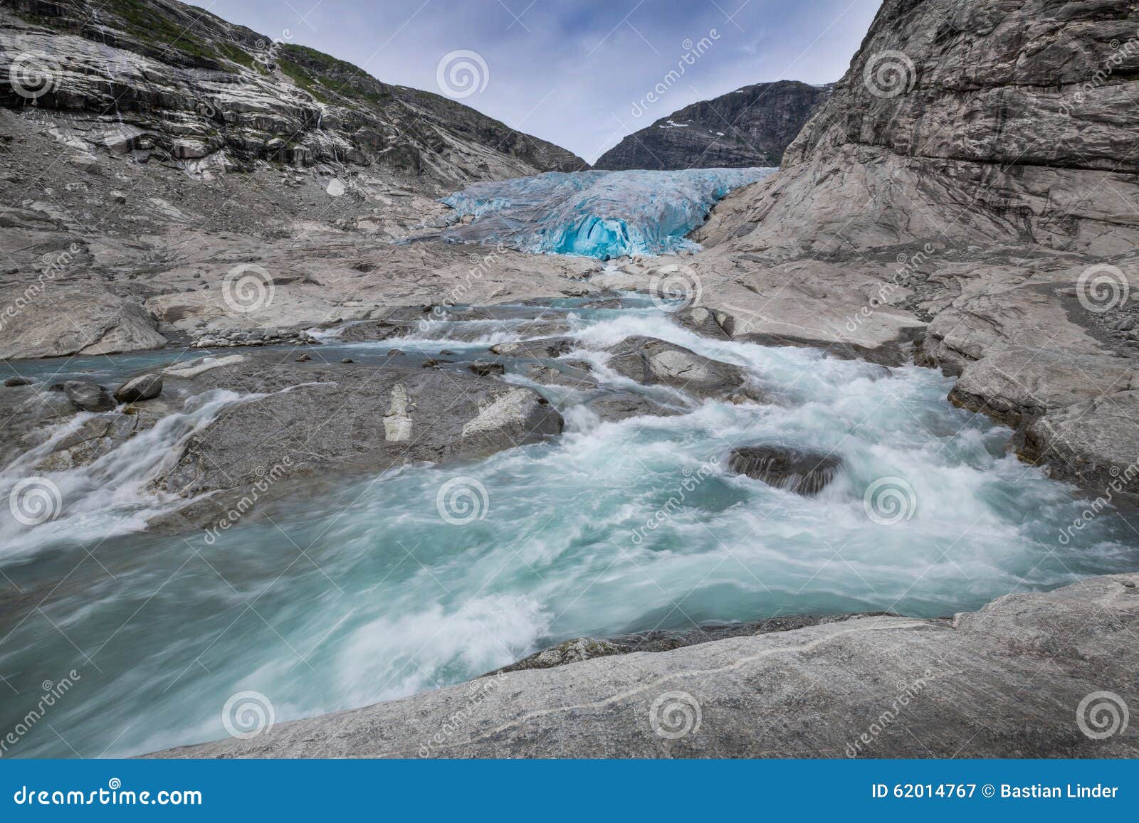 Blue Glacier with River Nigardsbreen in Norway Stock Image - Image of ...