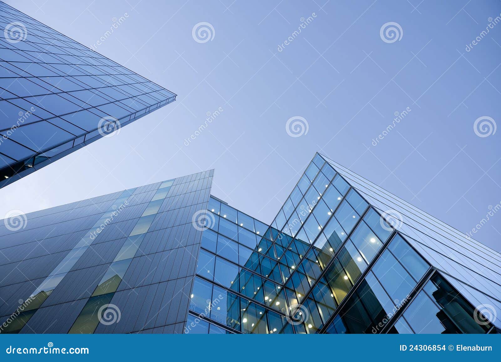 Blue Glass Buildings on Blue Sky Stock Photo - Image of skyscraper ...