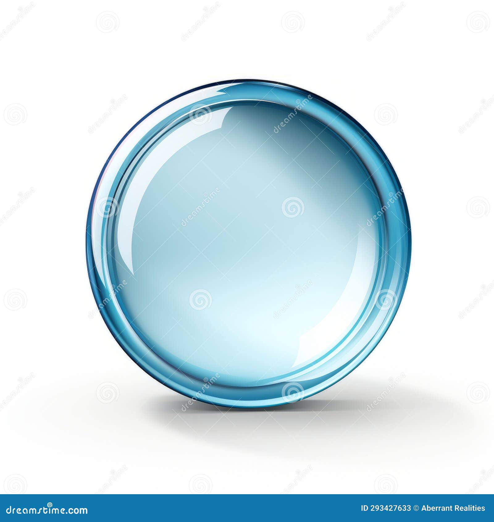 A Blue Glass Button on a White Background Stock Illustration ...
