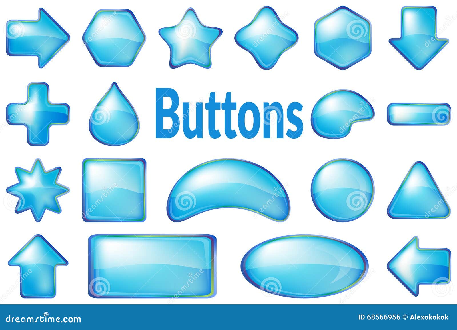Blue Glass Buttons Set stock vector. Illustration of group - 68566956