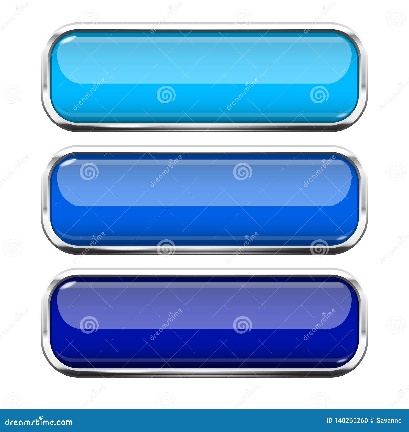 Blue Glass Buttons. Web 3d Shiny Rectangle Icons with Chrome Frame ... Blue Glass Buttons. Web 3d Shiny Rectangle Icons with Chrome Frame ...